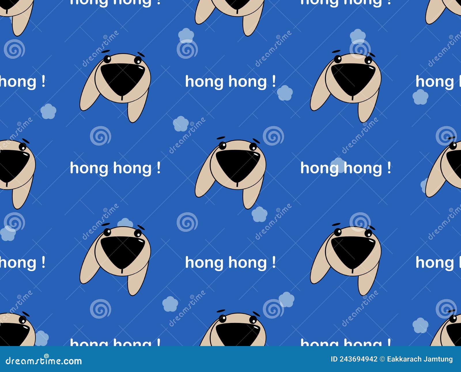 Dog Seamless Pattern on Blue Background Stock Vector - Illustration of ...