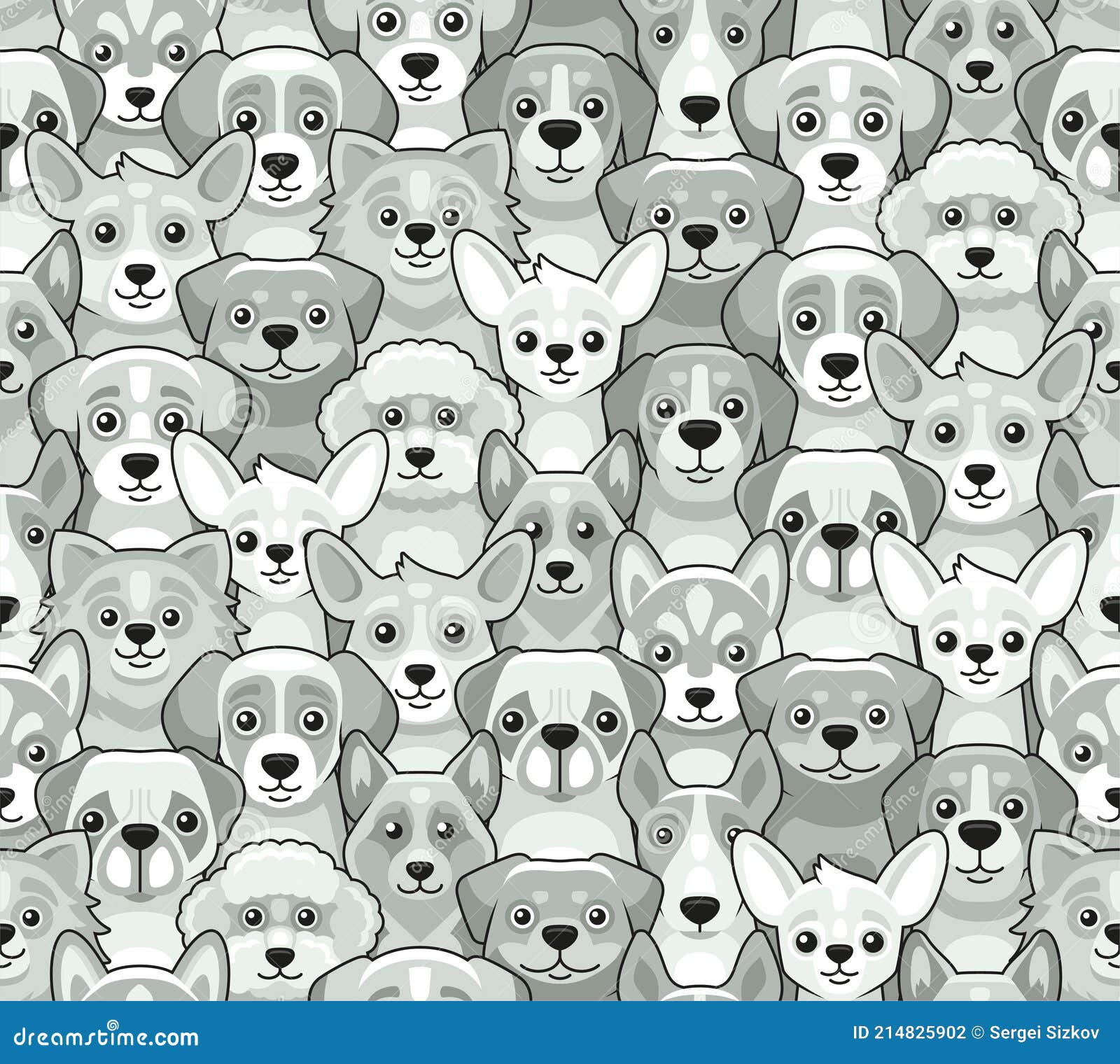 Dog Seamless Pattern. Cute Cartoon Style Stock Vector - Illustration of ...
