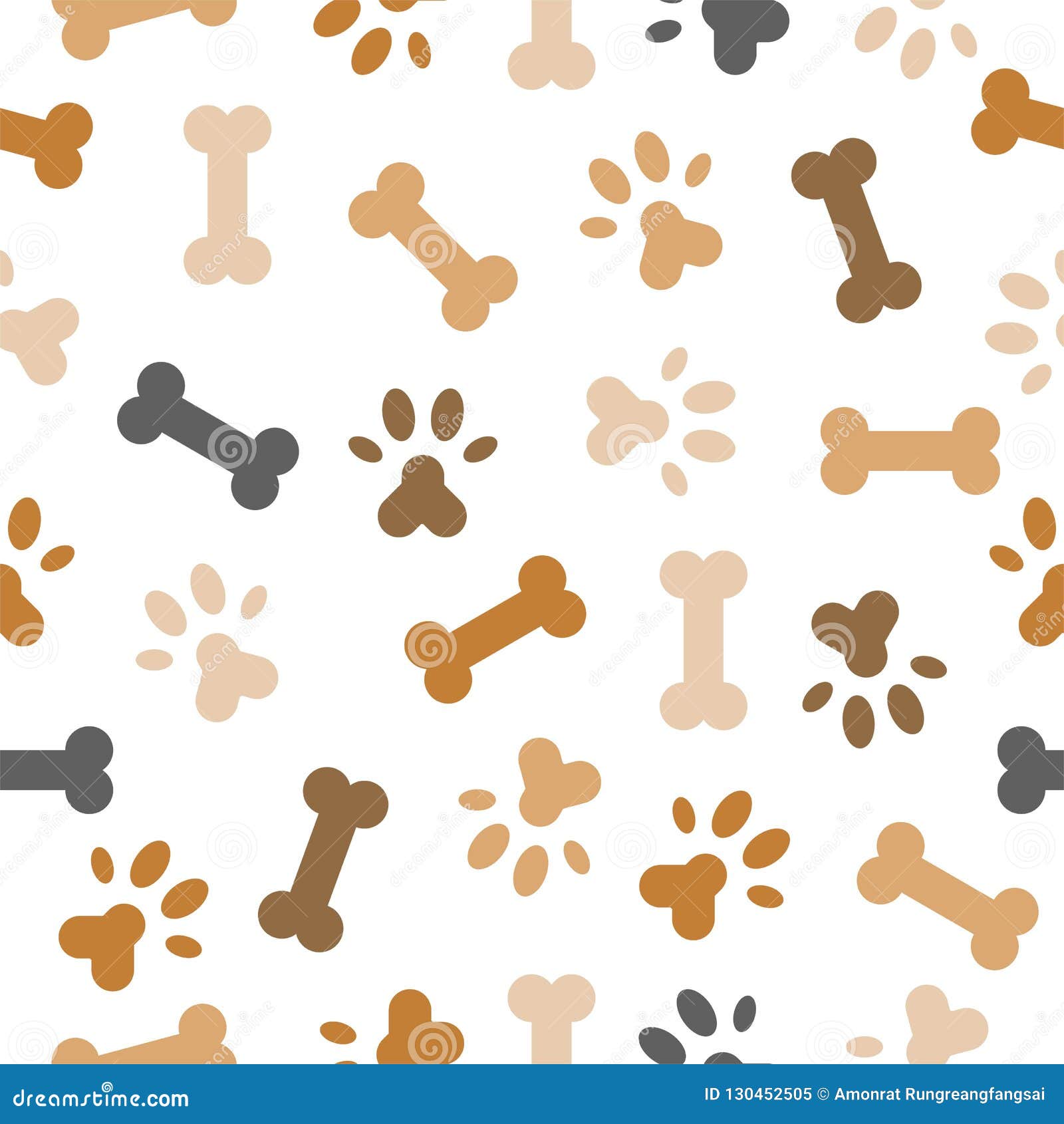 Dog Seamless Pattern Theme, Bone, Paw Foot Print for Use As Wall Stock ...