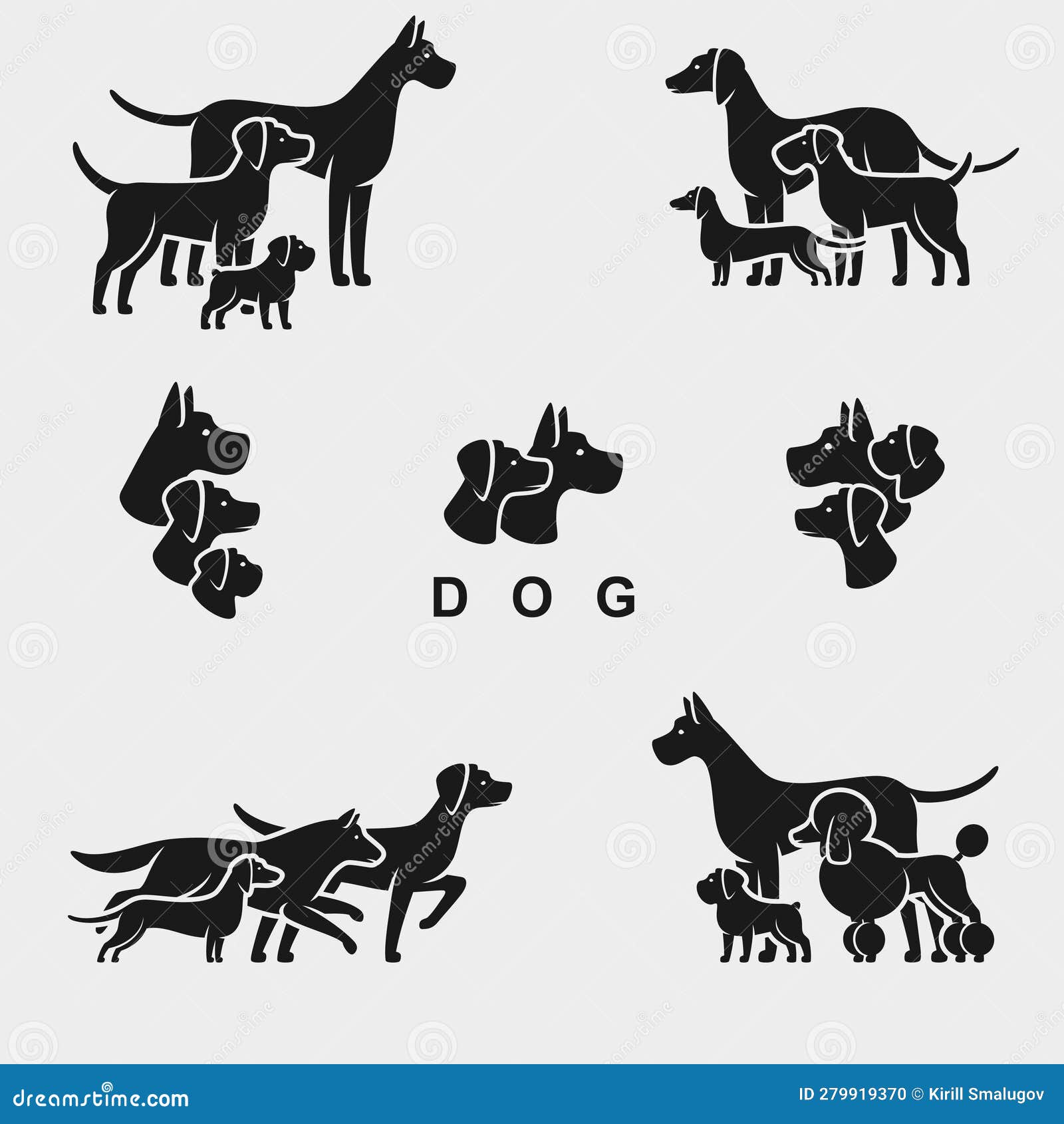 Dog Set. Collection Icon Dogs Stock Vector - Illustration of happy ...