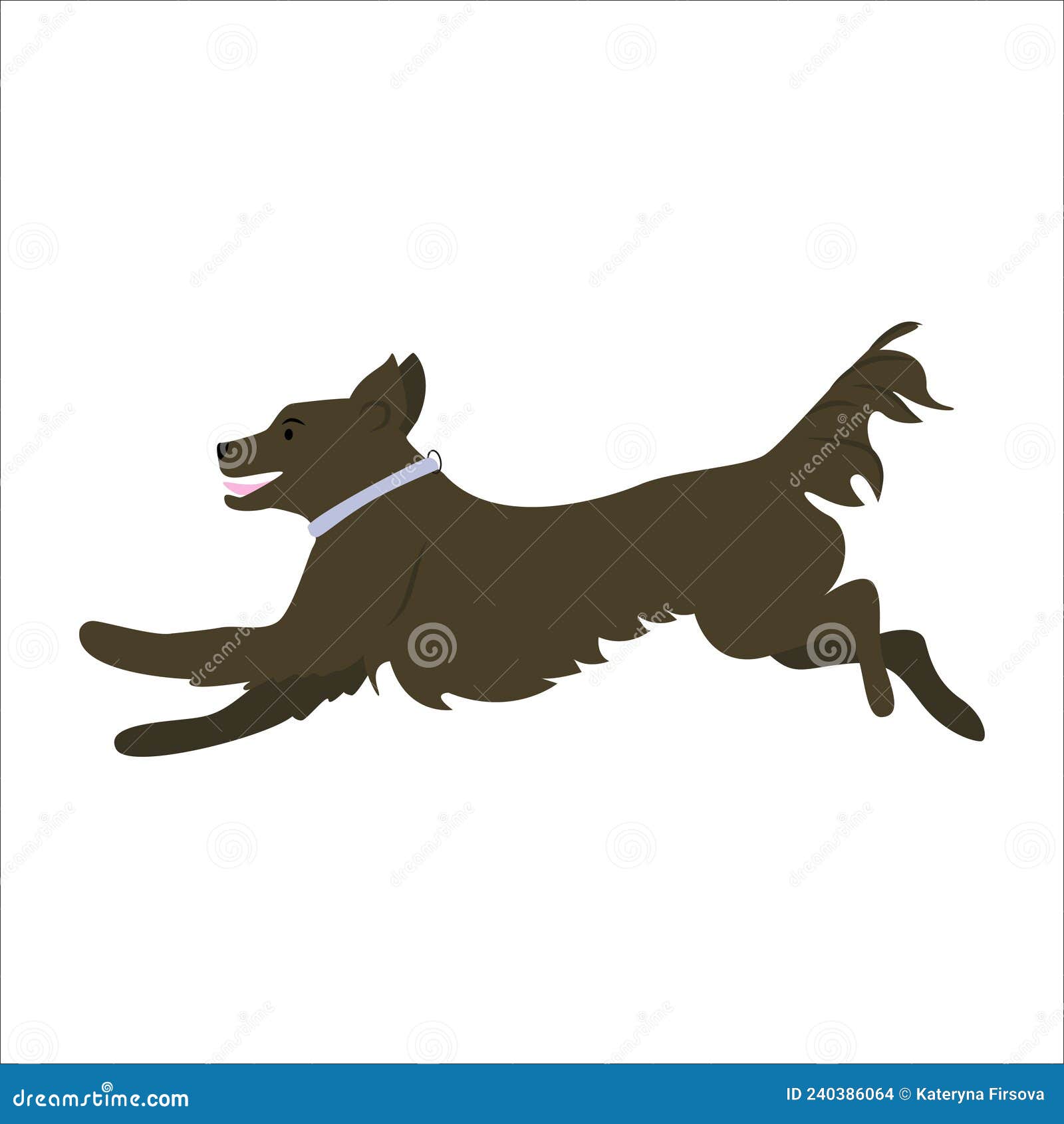 Dog Side View. Brown Dog Jump. Panoramic Dog Concept in Flat Style ...