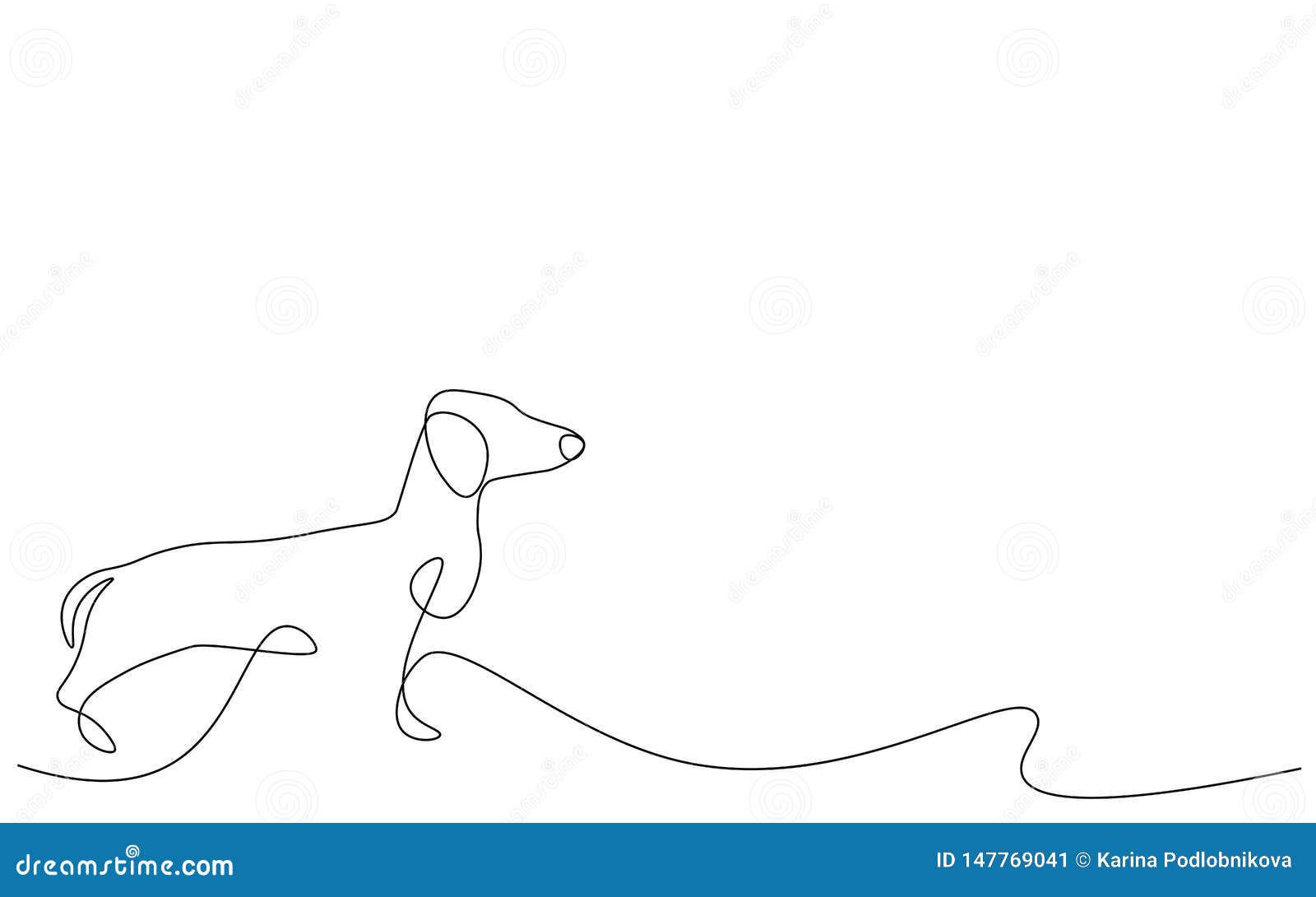 Dachshund Dog One Line Drawing Vector Illustration | CartoonDealer.com ...
