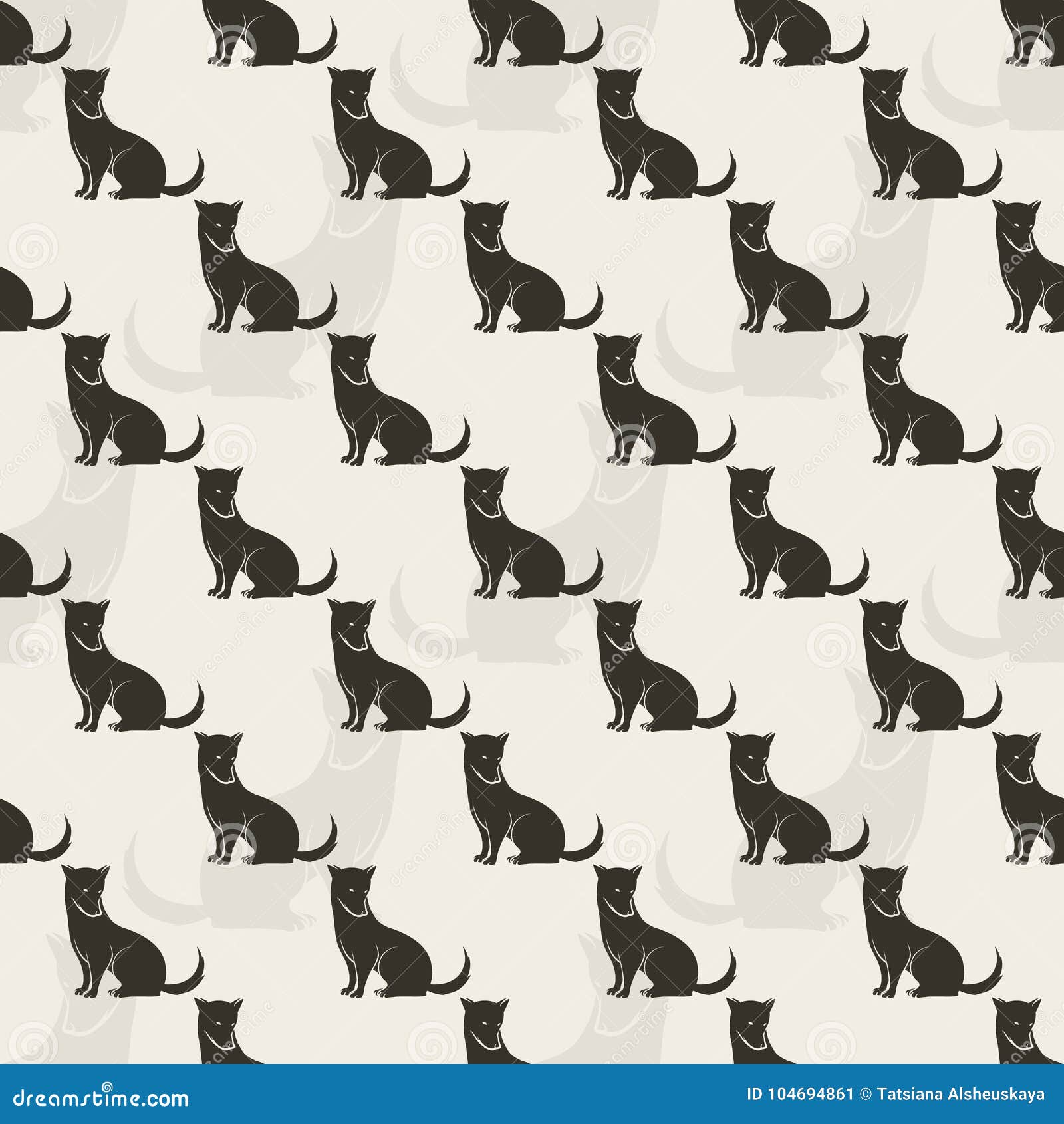 Dog Silhouette. Seamless Vector Pattern Stock Vector - Illustration of ...