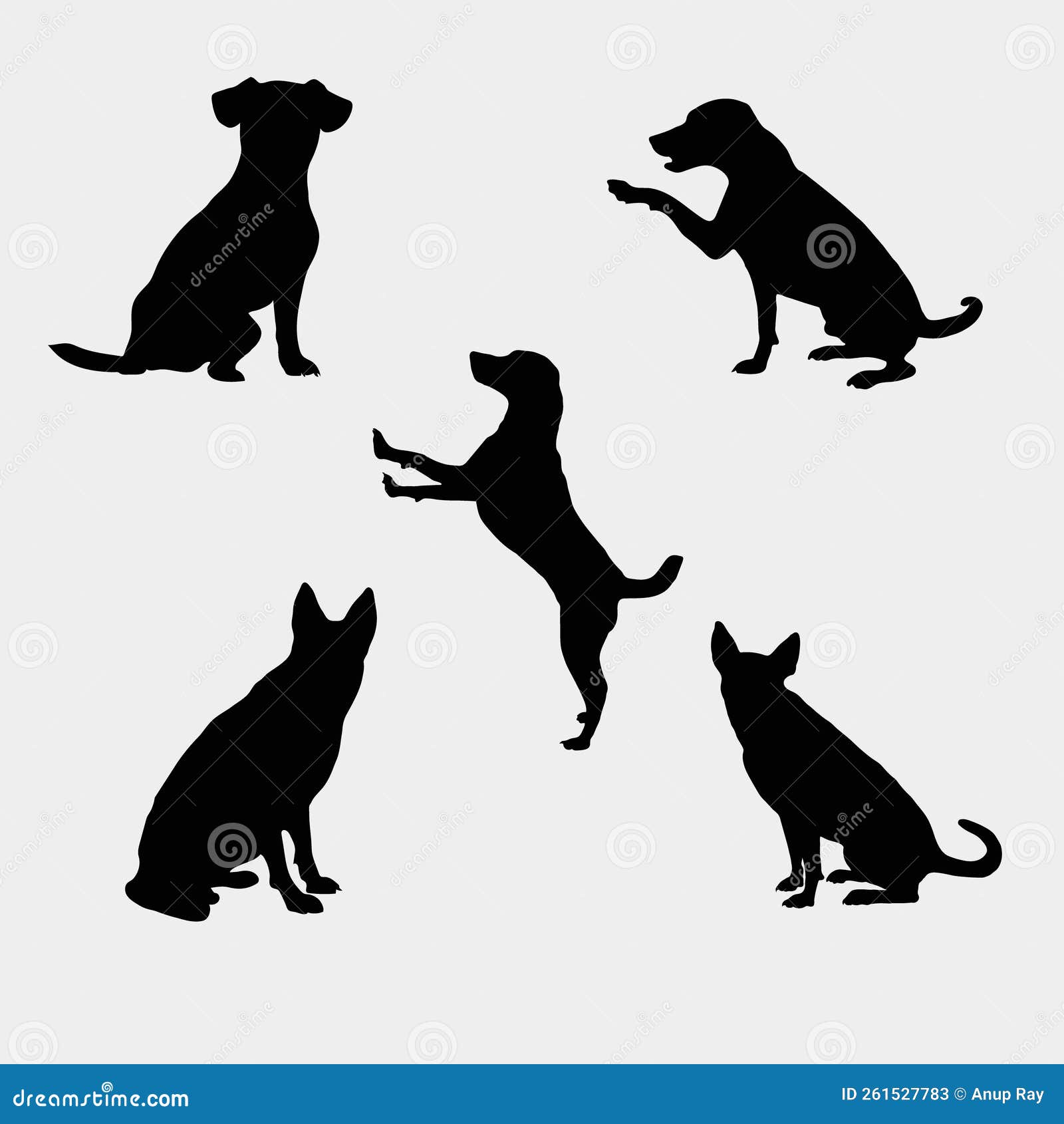 Dog Sitting Silhouette Vector Artwork Bundle. Stock Vector ...