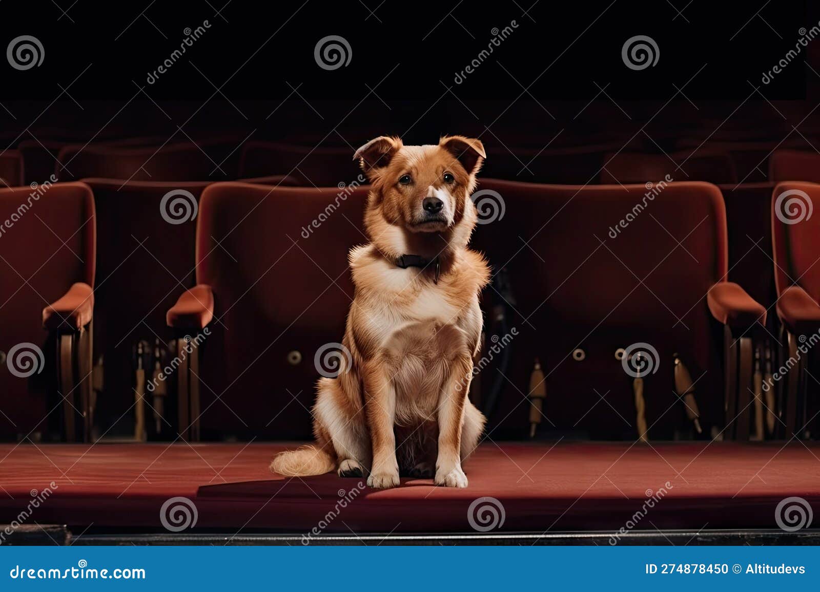 Dog is Sitting on the Stage, Waiting for the Performance To Start Stock ...