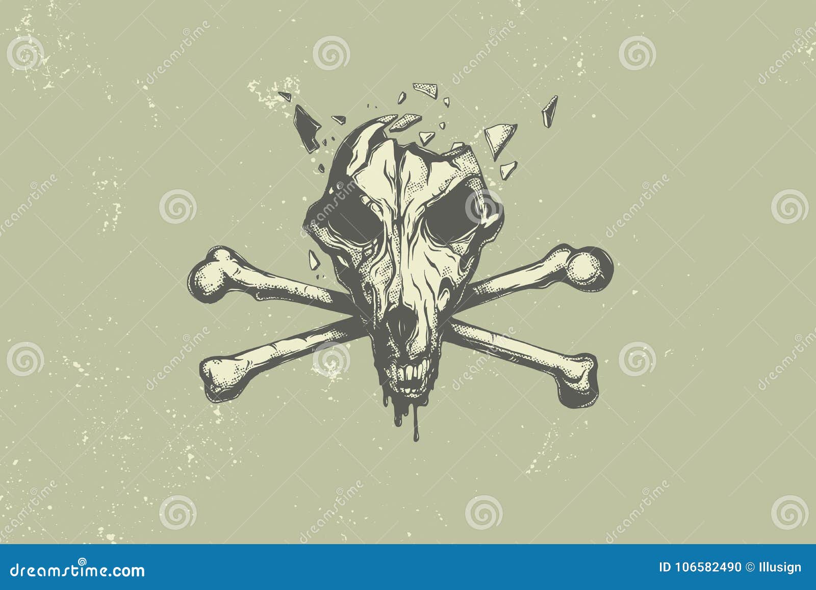 Dog Skull and Crossbones Vector Illustration. Stock Vector ...