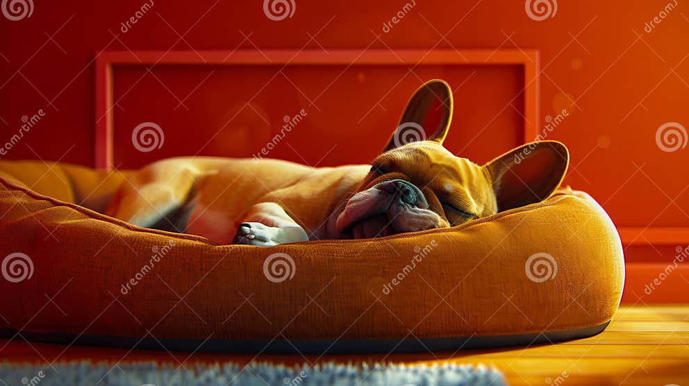 A Dog Sleeping in a Bed in Slumber Stock Image - Image of mammal, brown ...