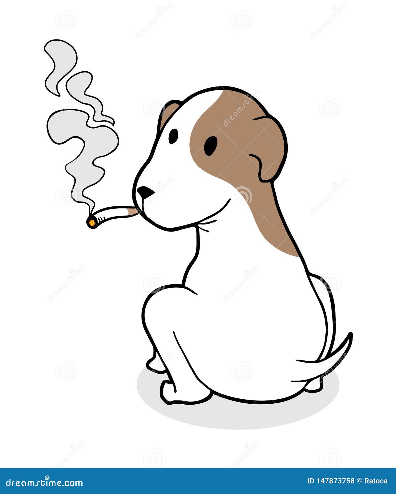 Dog smoking draw stock vector. Illustration of cute - 147873758