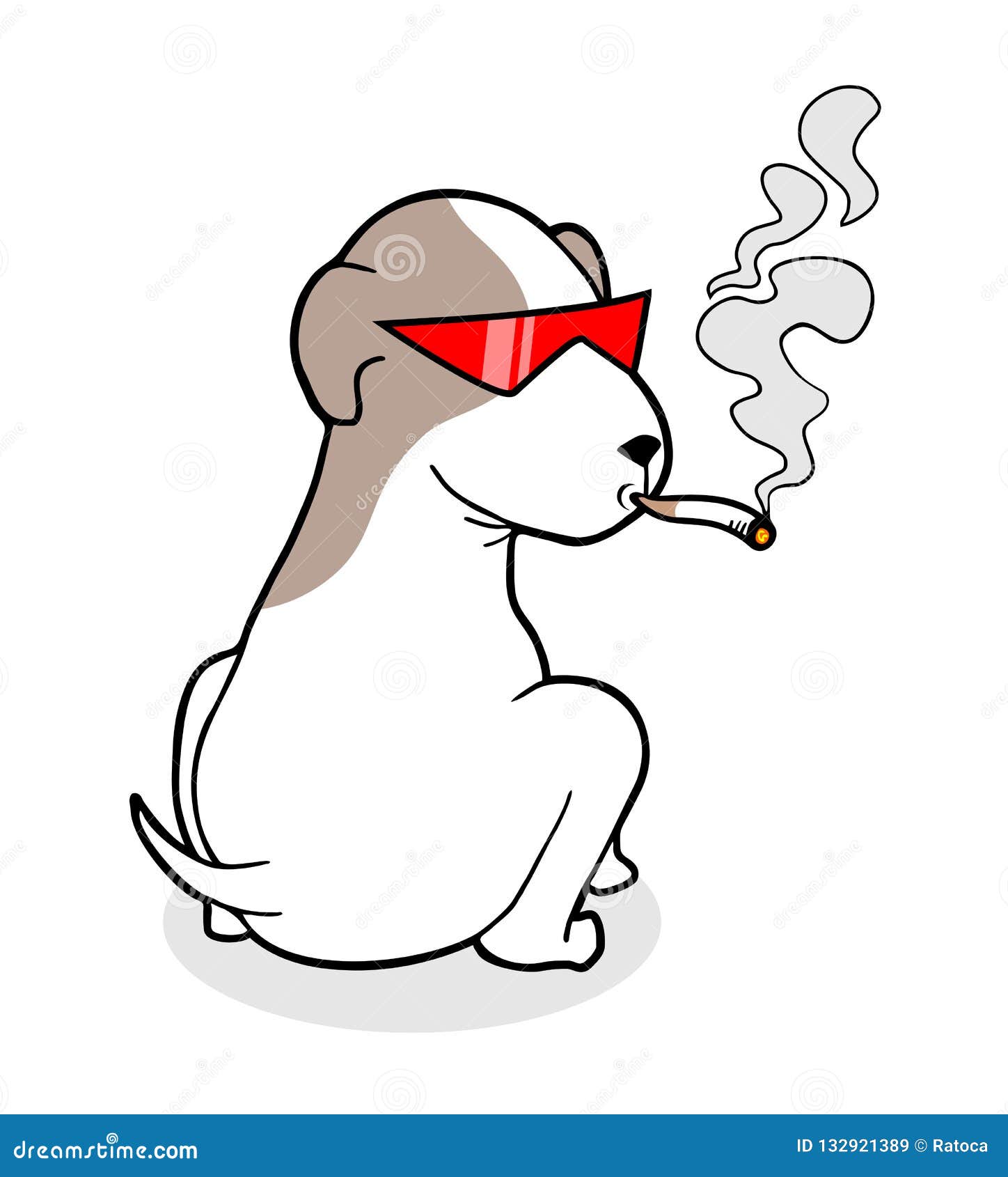 Dog smoking draw stock vector. Illustration of lovely - 132921389
