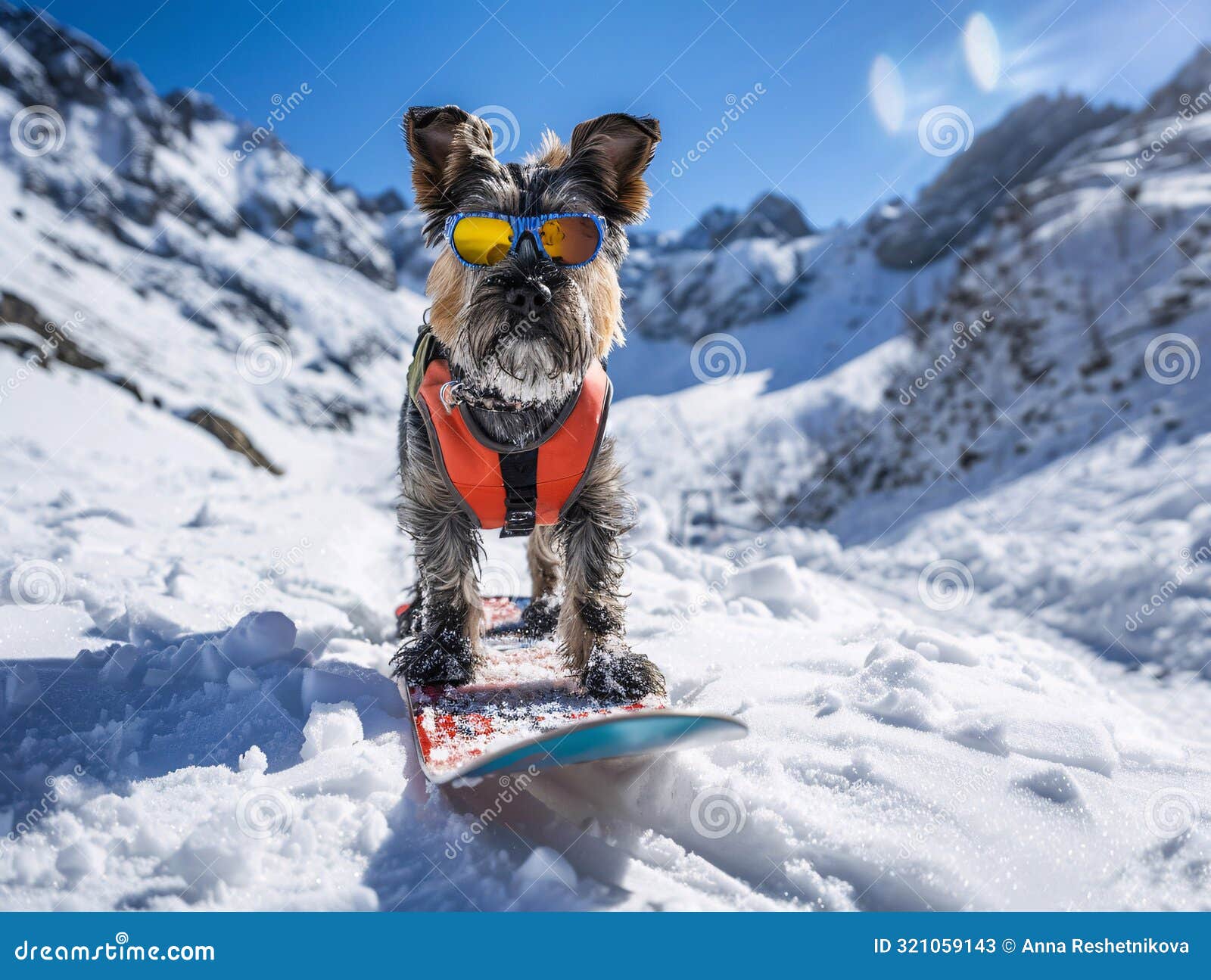 The Dog is Snowboarding. Artificial Intelligence. Stock Image - Image ...