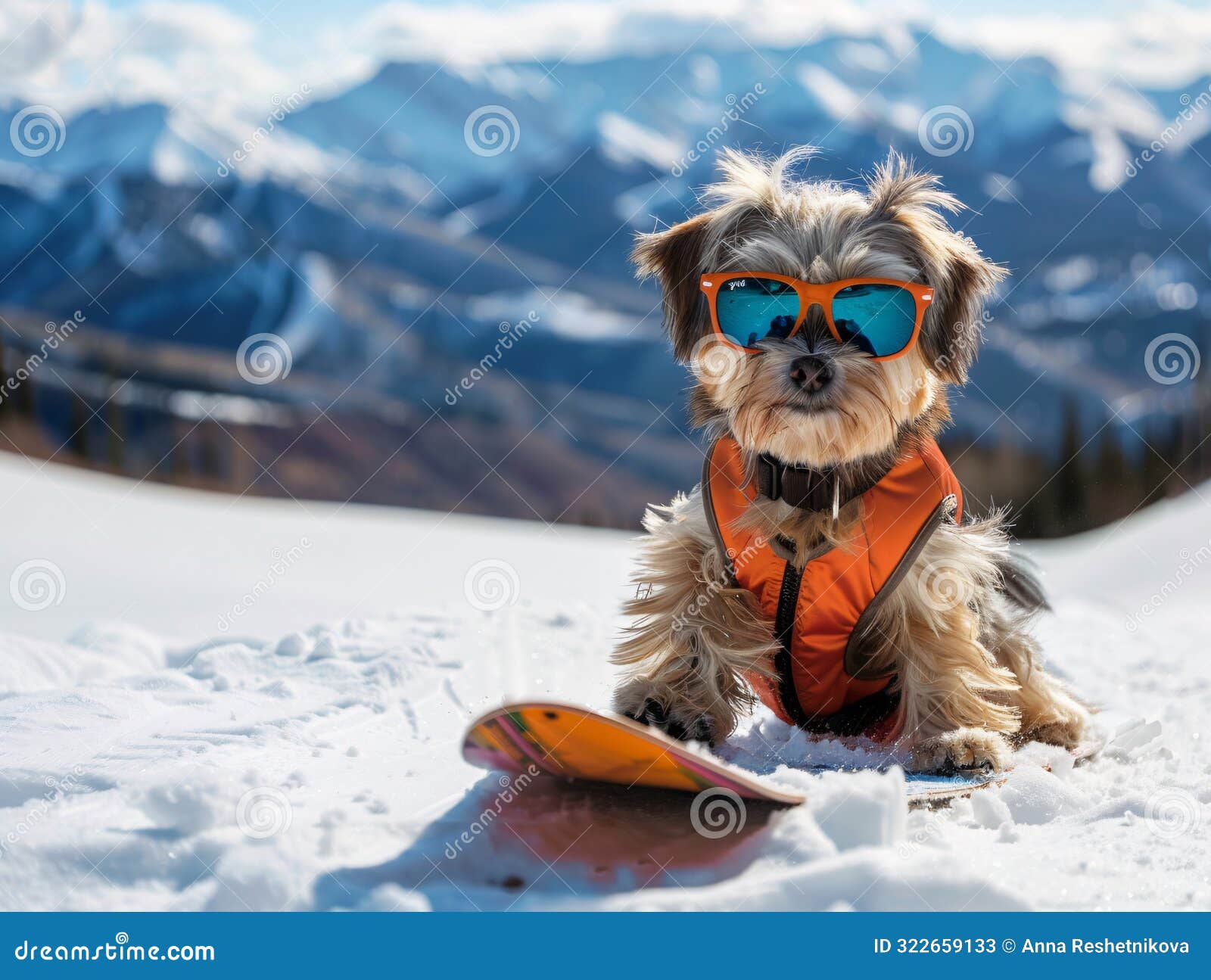 The Dog is Snowboarding. Artificial Intelligence. Stock Image - Image ...
