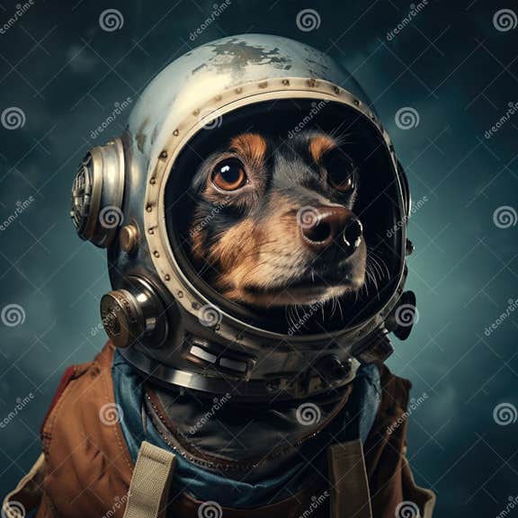 Dog with a space helmet stock illustration. Illustration of drawing ...