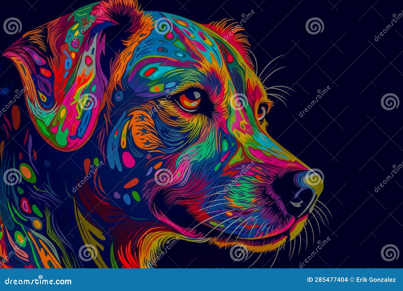 Dog with splash colors stock illustration. Illustration of paws - 285477404