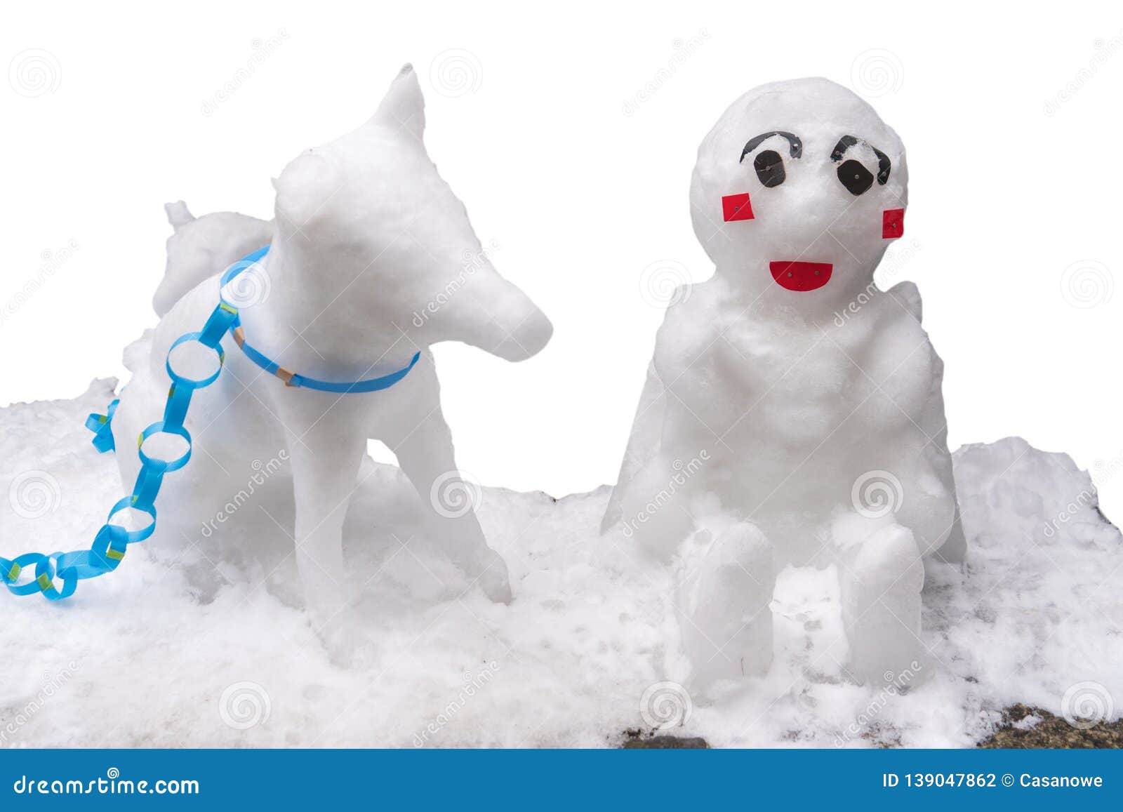 Dog Statue Making from Snow or Snowman in Winter Day Stock Photo ...