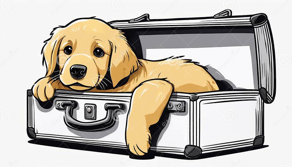 A dog in a suitcase stock illustration. Illustration of luggage - 301966002