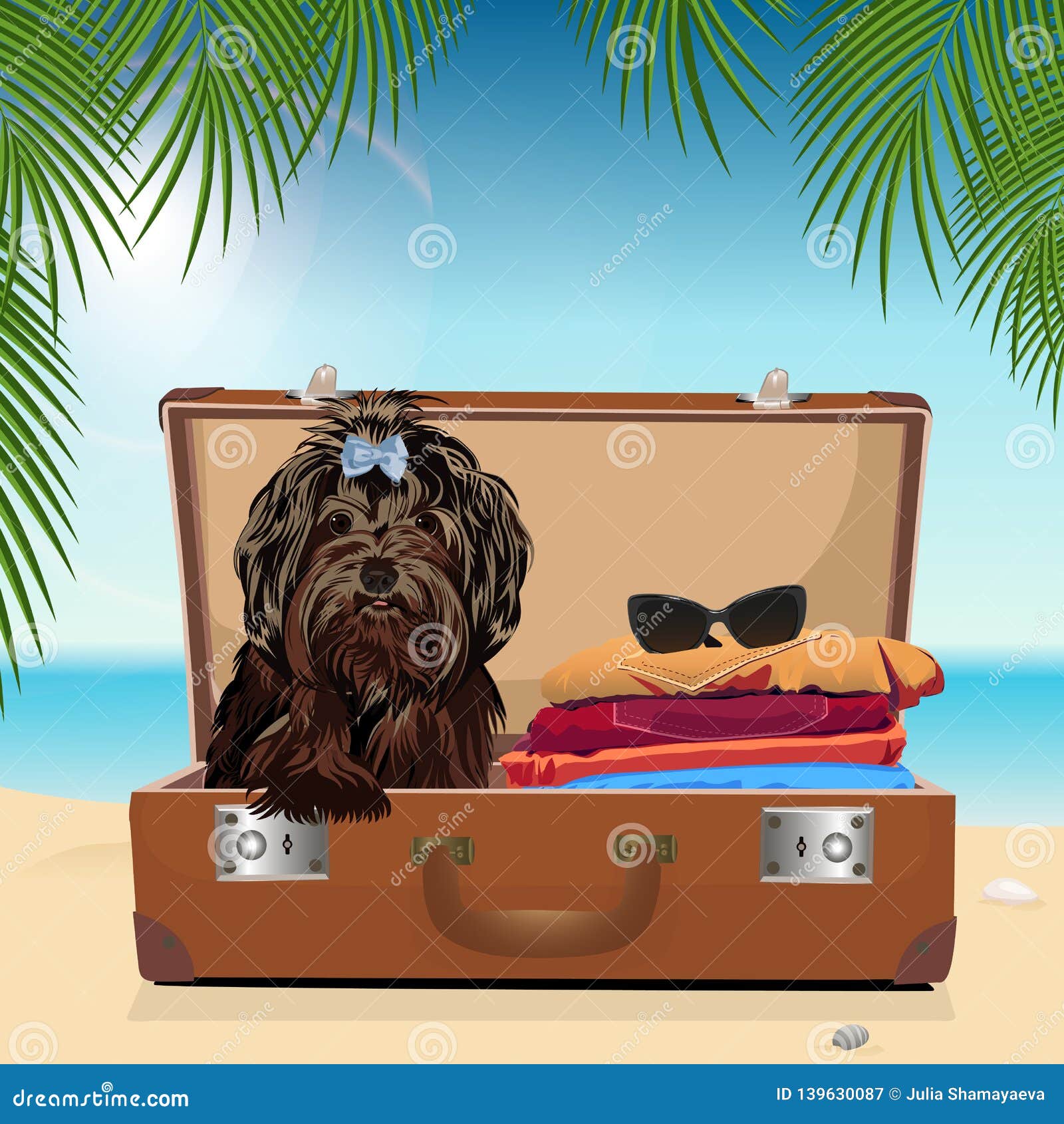 A Dog in a Suitcase. Vector Illustration. Stock Vector - Illustration ...