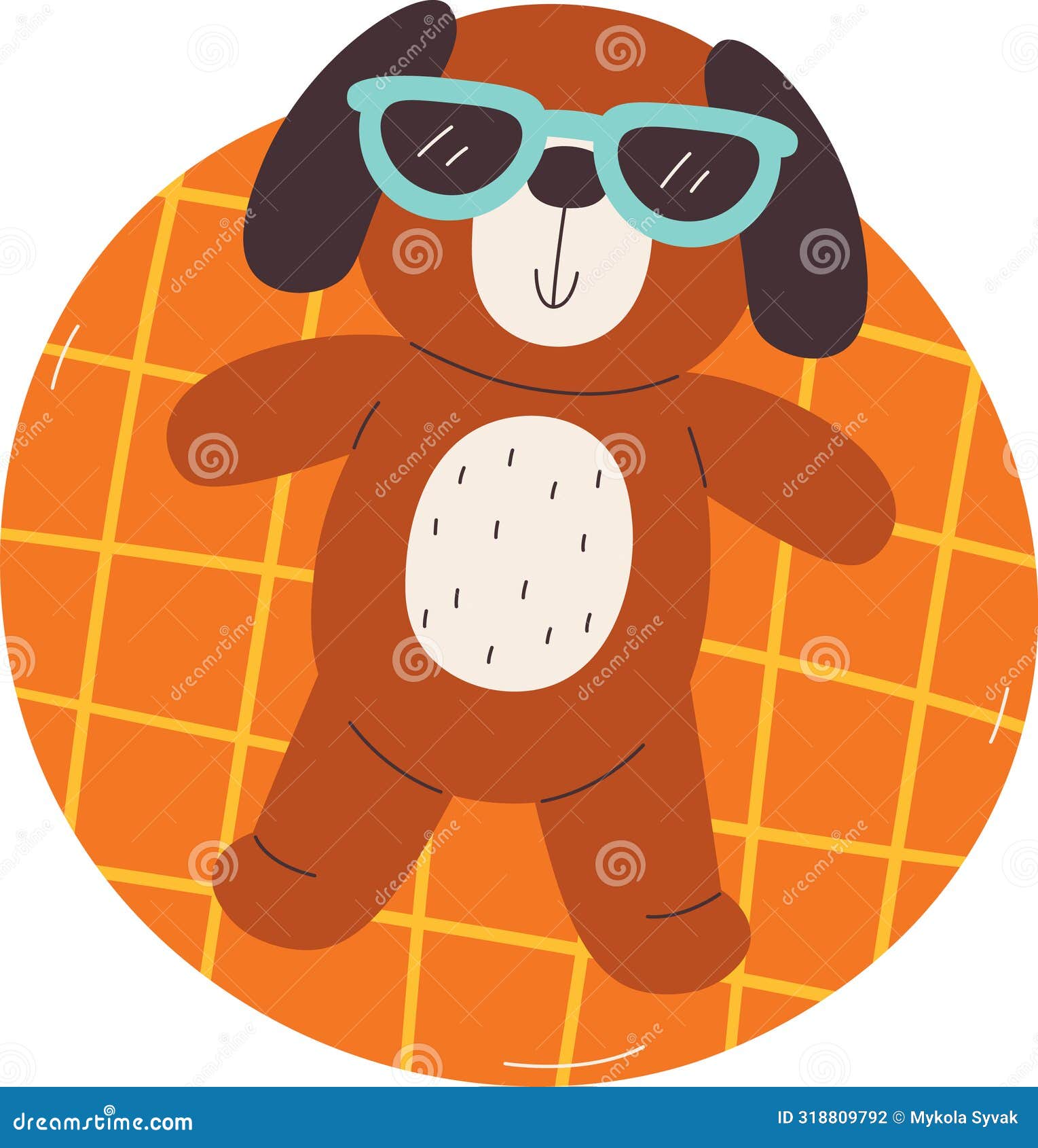 Dog Sunbathing on Ring stock vector. Illustration of humor - 318809792