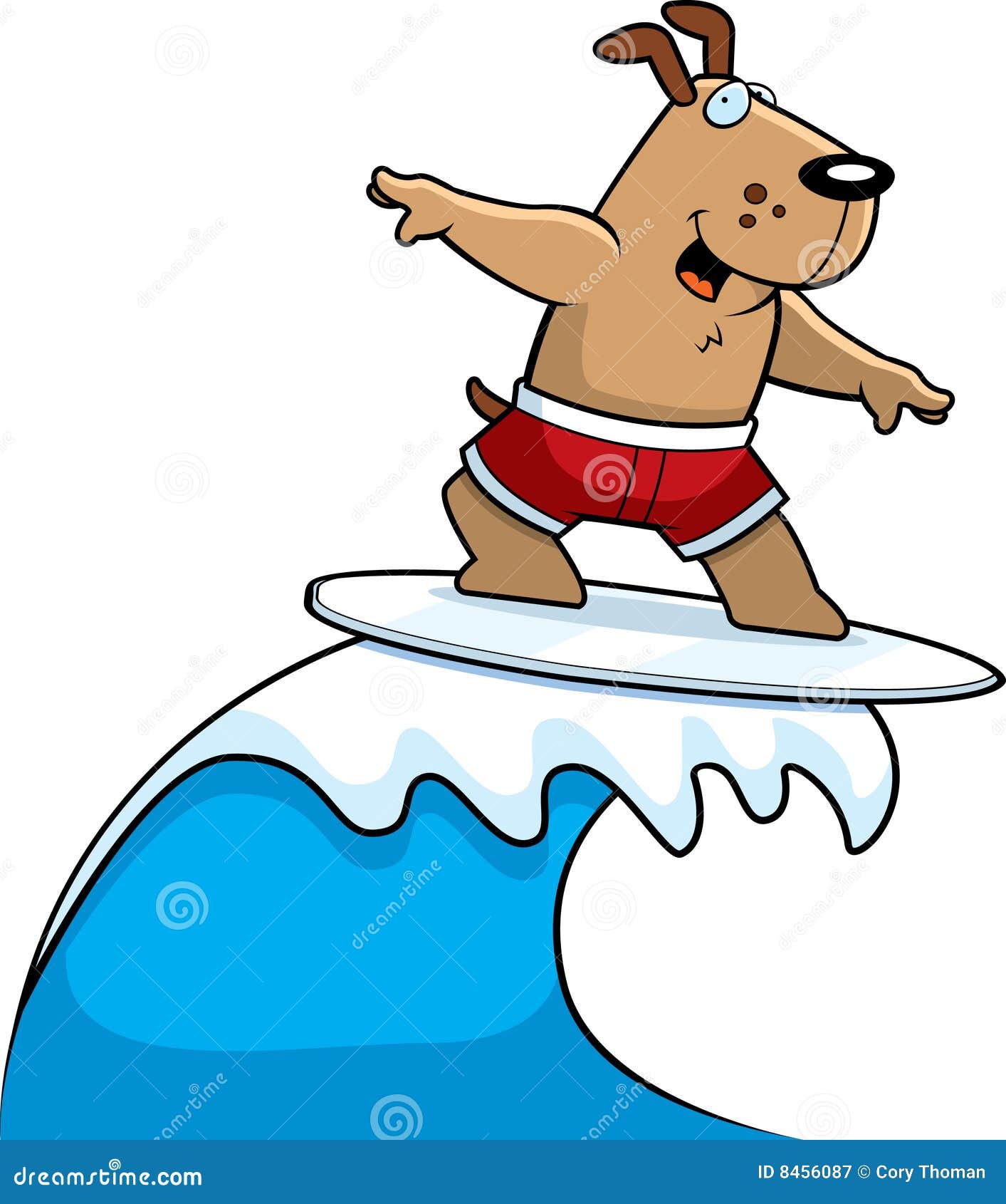 Dog Surfing stock vector. Illustration of surf, cartoon - 8456087