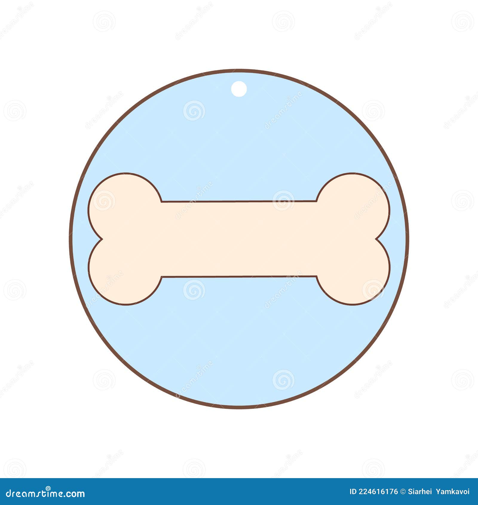Dog Tag with Bone. Round Shape. Vector Template. Isolated Illustration ...