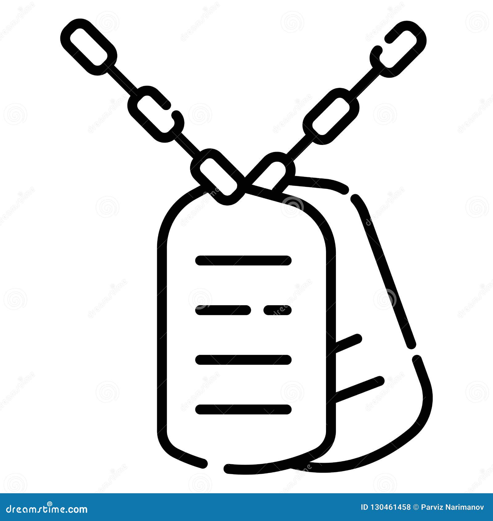 Dog tag chain stock vector. Illustration of metallic - 130461458