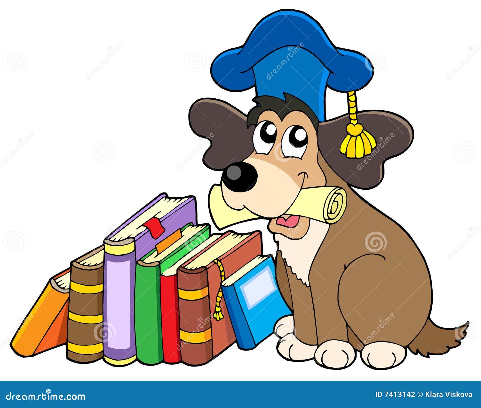 Dog teacher with books stock vector. Illustration of guide - 7413142