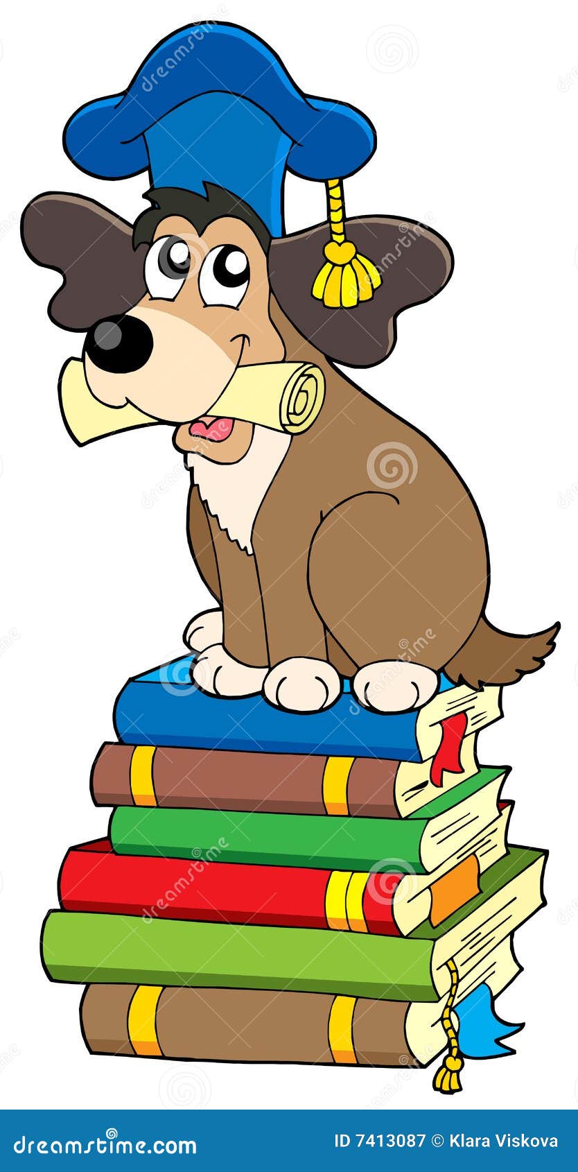 Dog Teacher on Pile of Books Stock Vector - Illustration of lecture ...