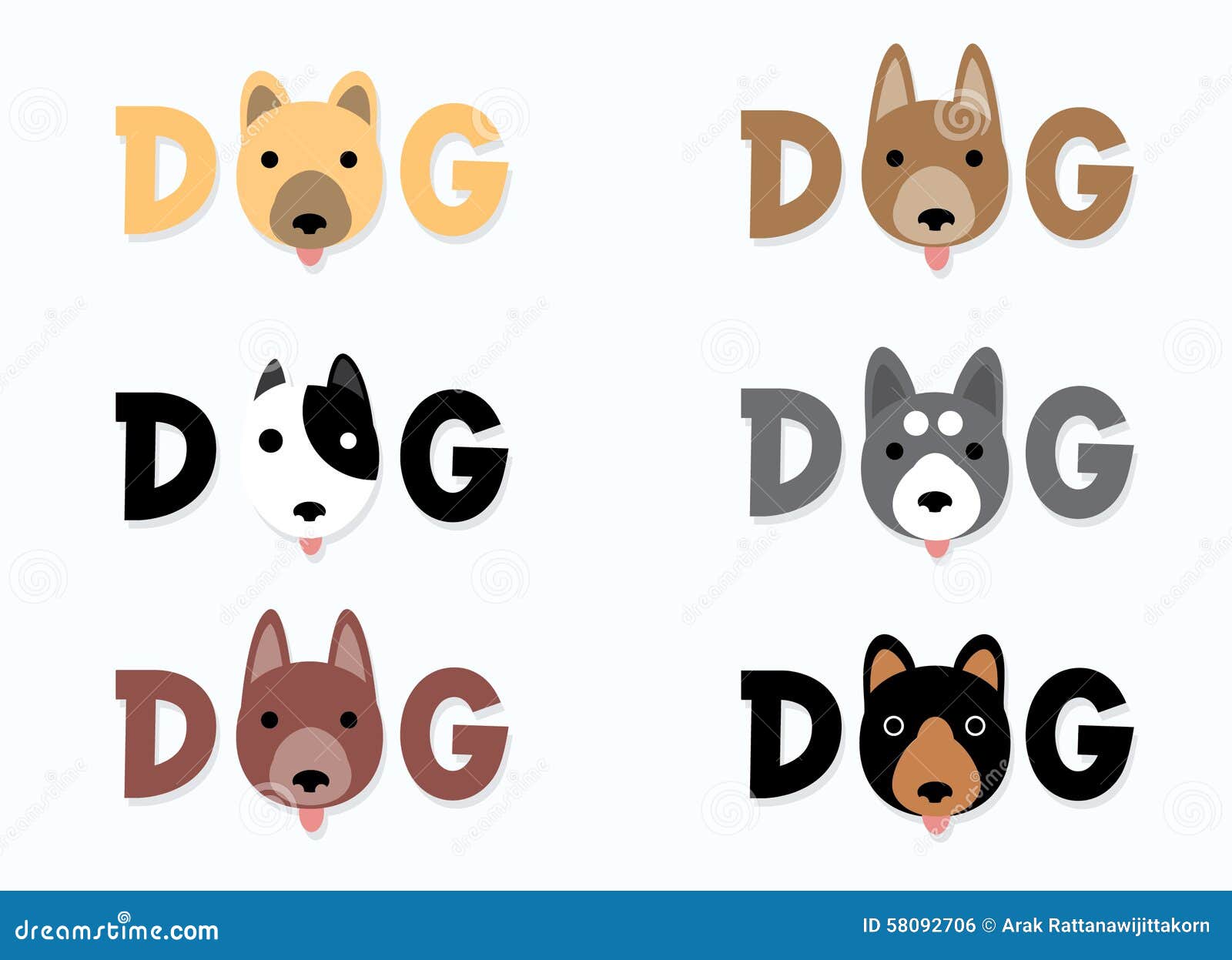 Dog text stock vector. Illustration of icon, sign, front - 58092706