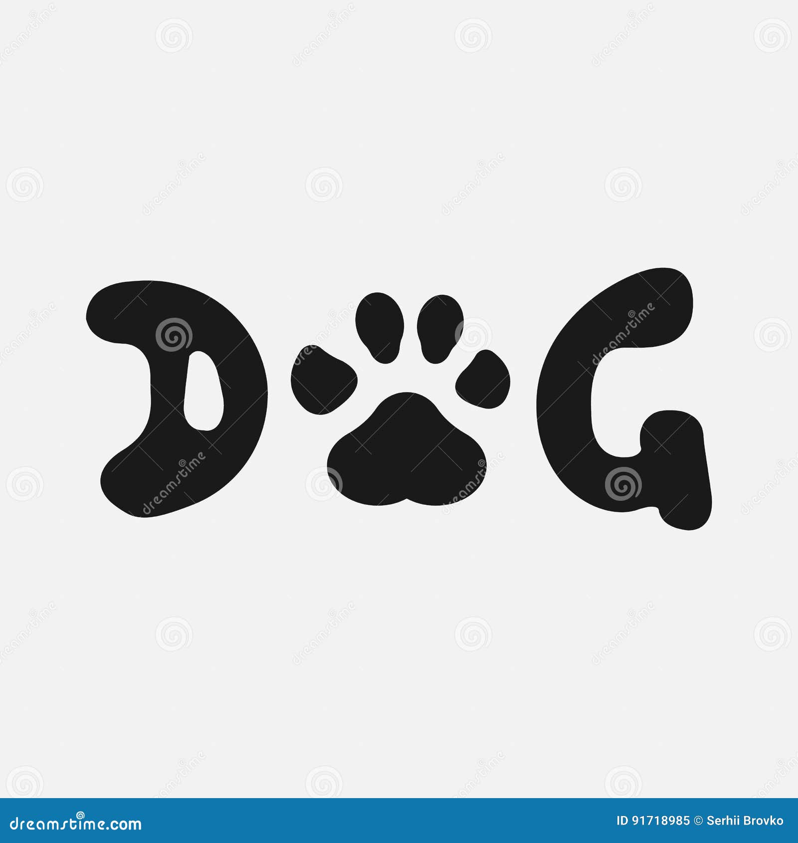 Dog Text with Paw Print. Vector Illustration Stock Vector ...