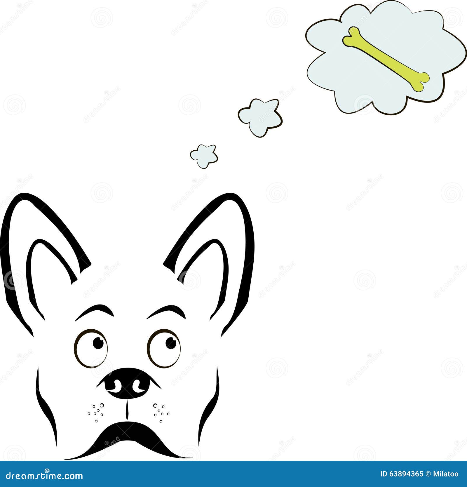 Dog thinking about bone stock vector. Illustration of doggy - 63894365