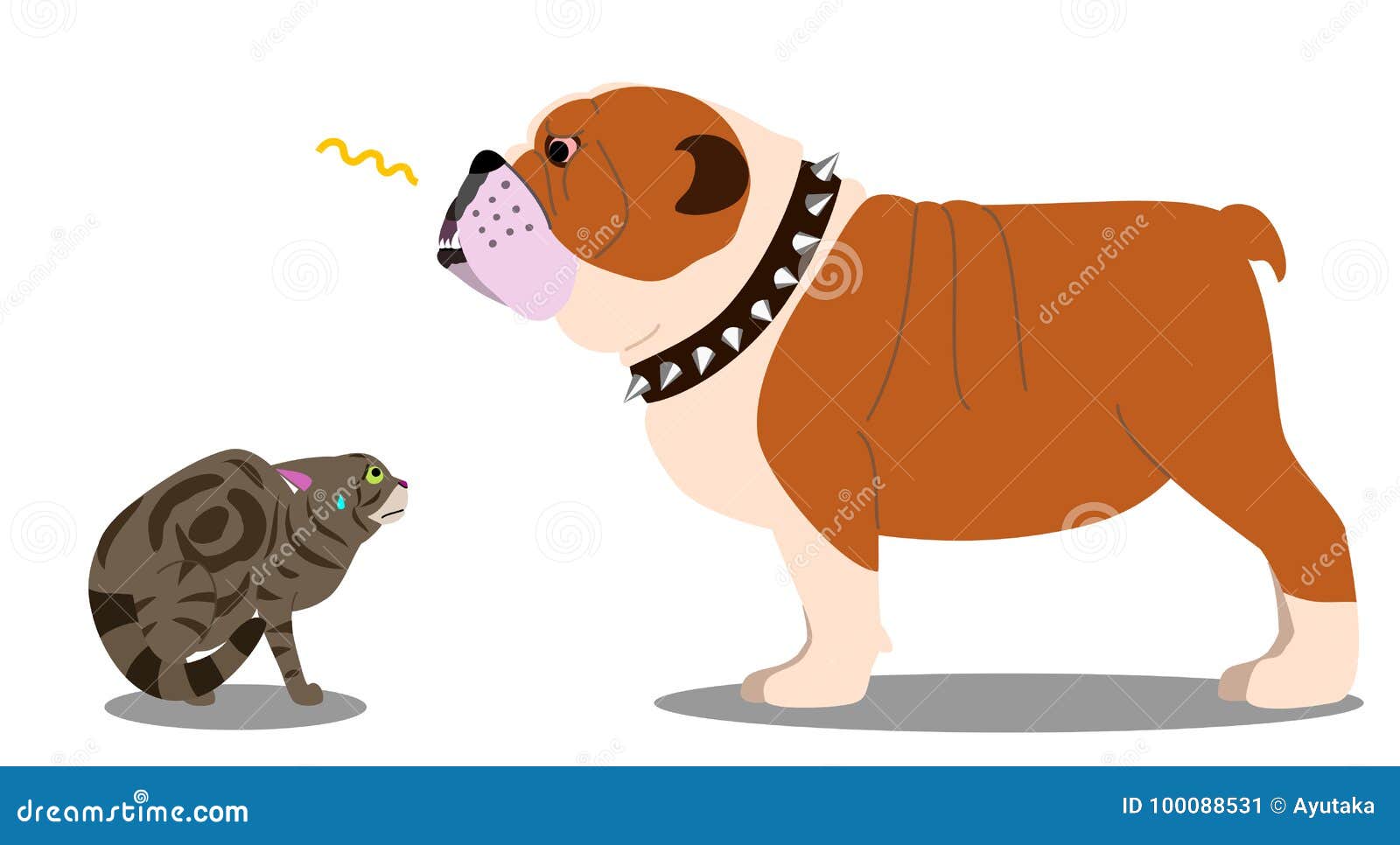 Dog threatening cat stock vector. Illustration of fear - 100088531