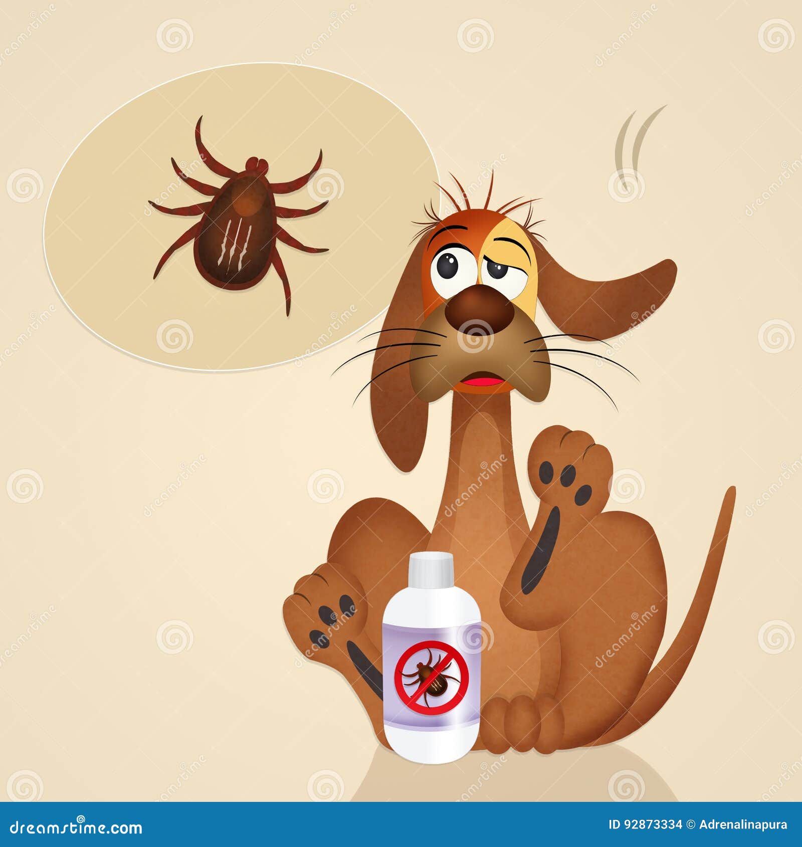 Dog with ticks stock illustration. Illustration of cute - 92873334