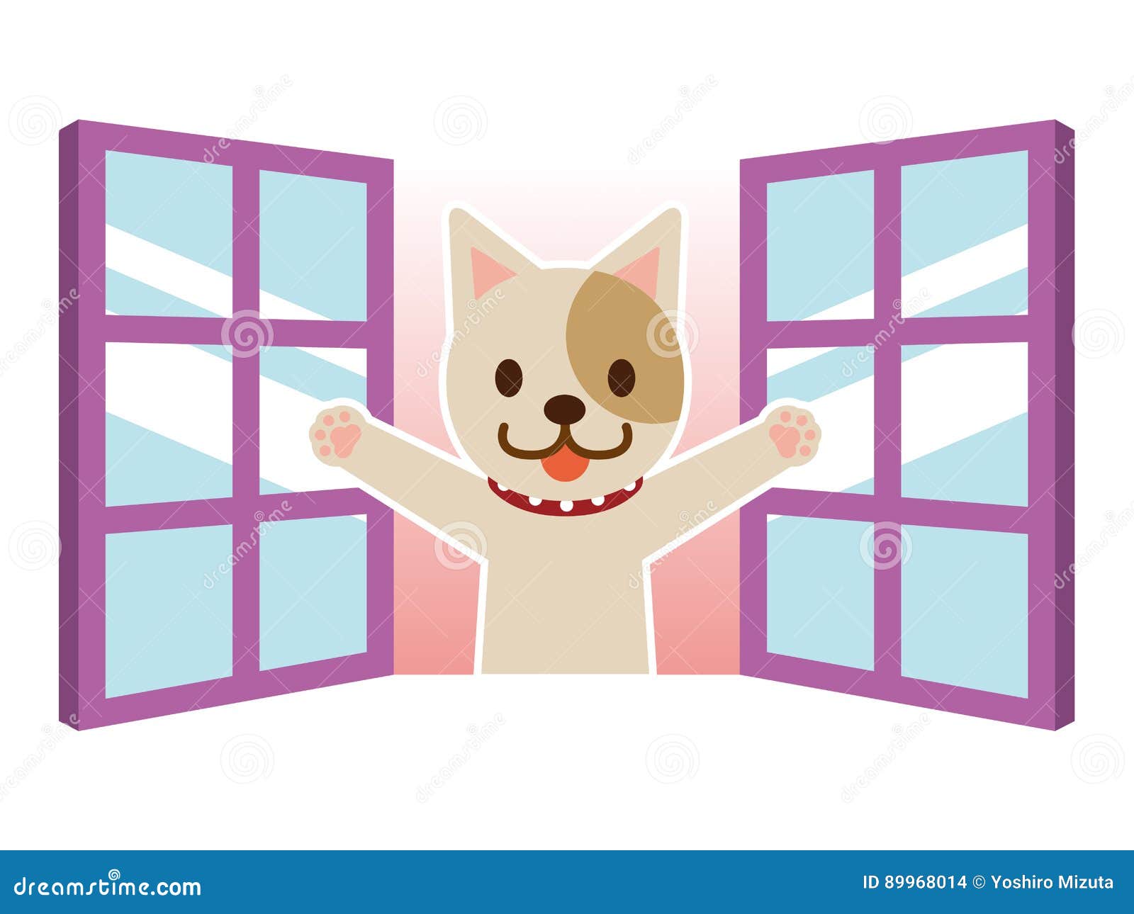 Dog to open the window stock vector. Illustration of cartoon - 89968014