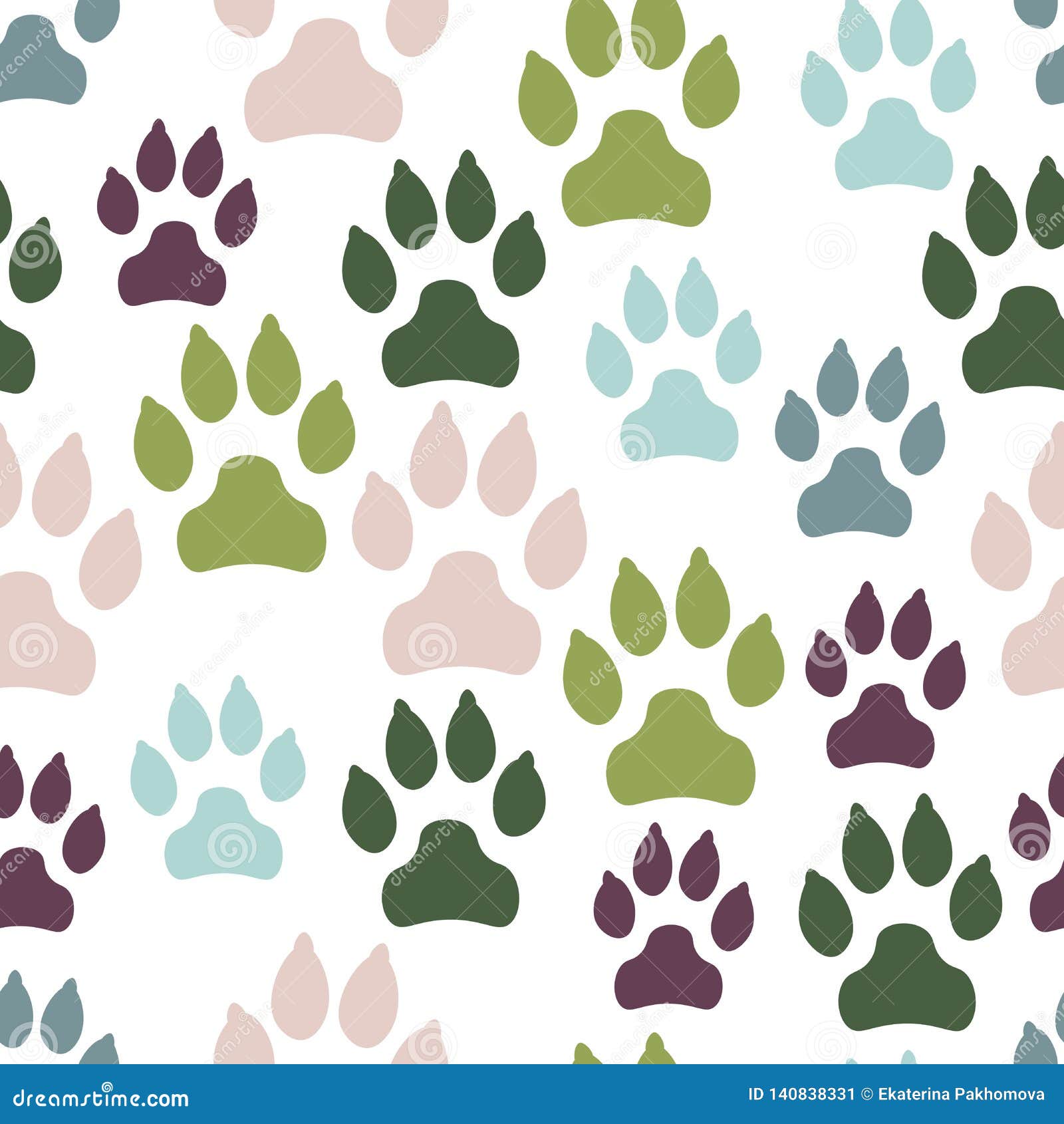 Dog Track Seamless Pattern Isolated on White Background. Stock Vector ...
