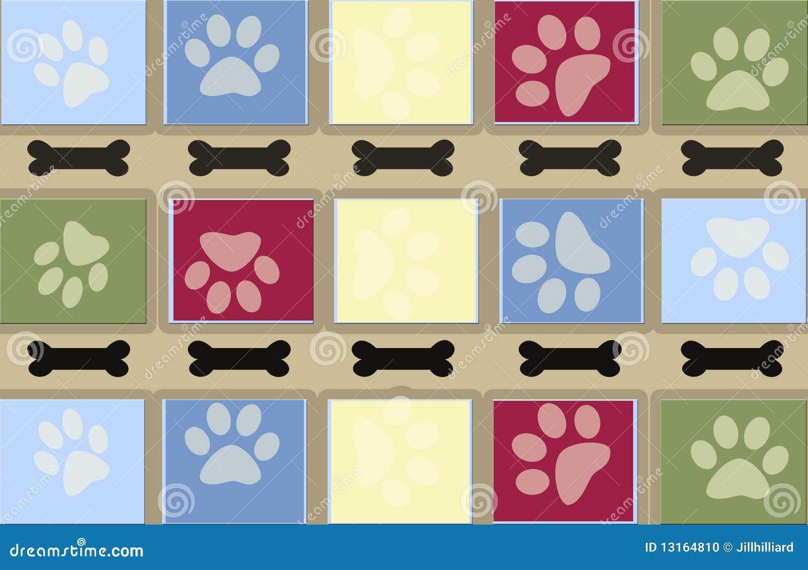 Dog Tracks and Bones Background Stock Illustration - Illustration of ...