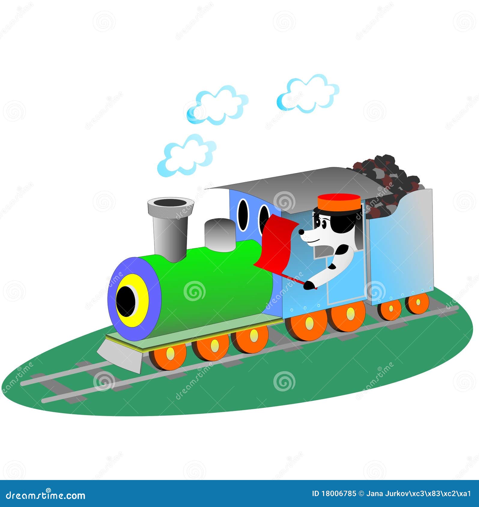 Dog and Train, Funny Illustration, Eps. Stock Vector - Illustration of ...