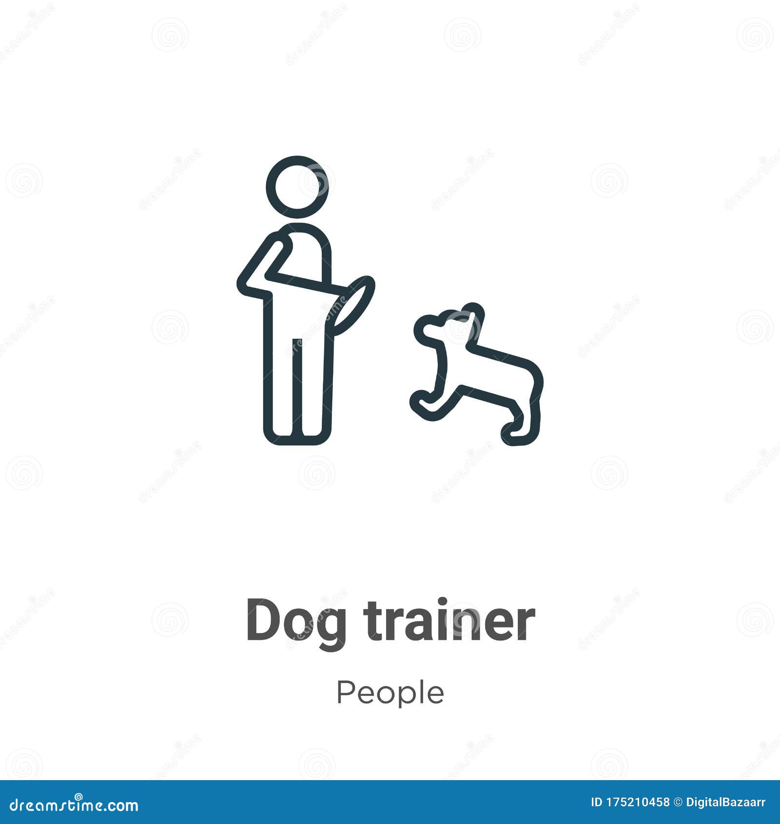 Dog Trainer Outline Vector Icon. Thin Line Black Dog Trainer Icon, Flat ...