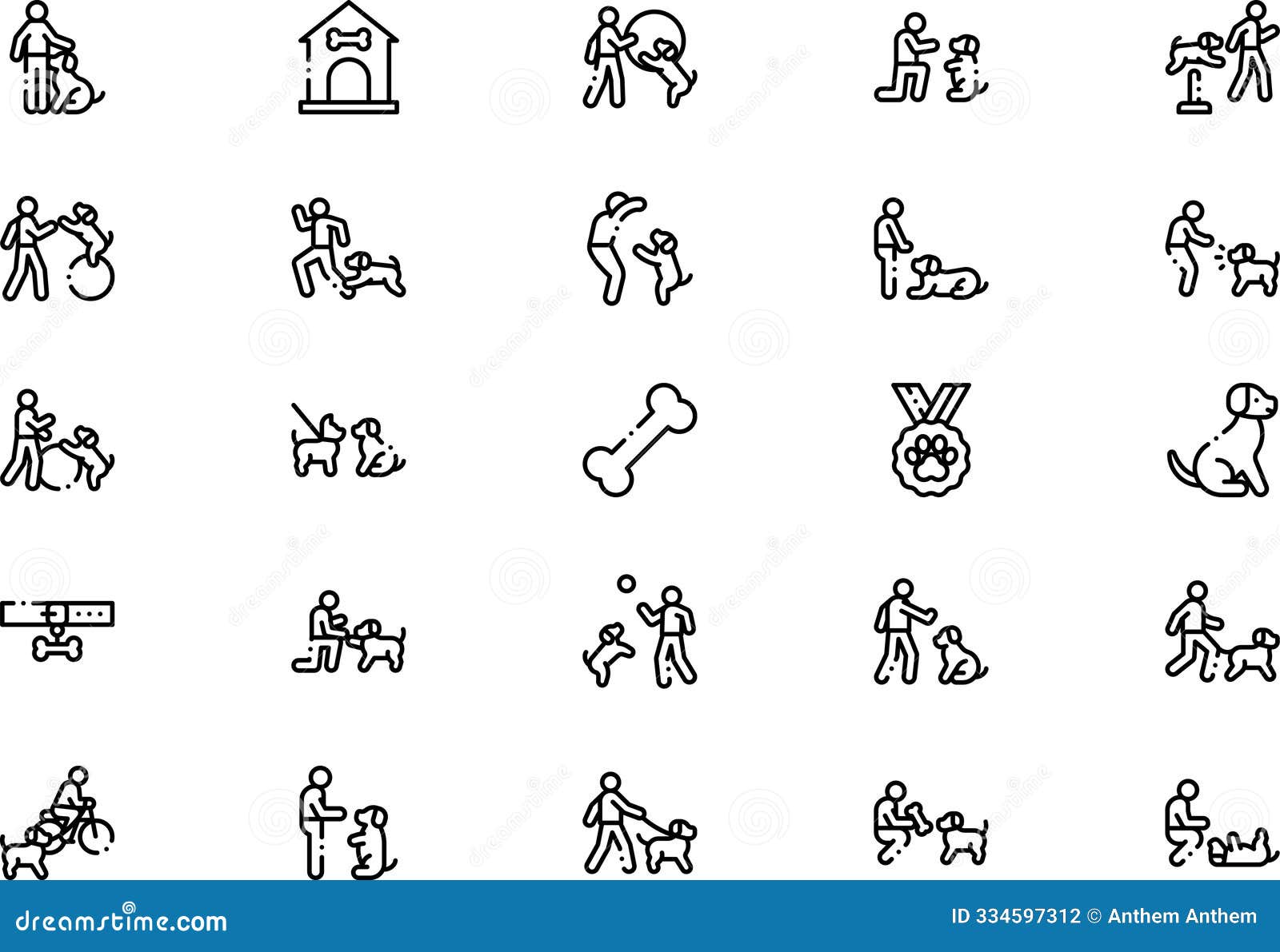 Dog Training Icons Collection is a Vector Illustration with Editable ...