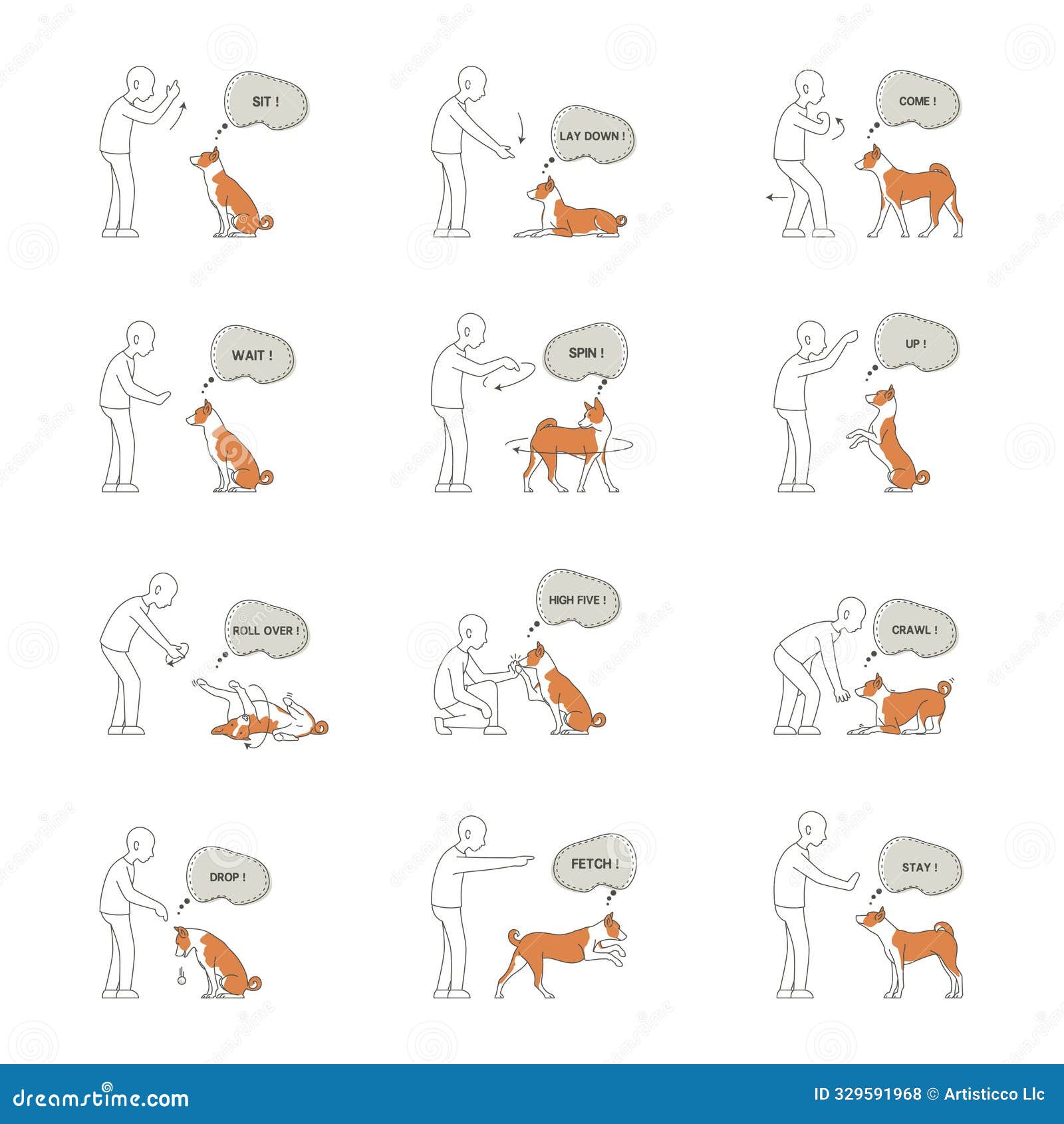 Dog Training Icons Set Vector Illustration Stock Vector - Illustration ...