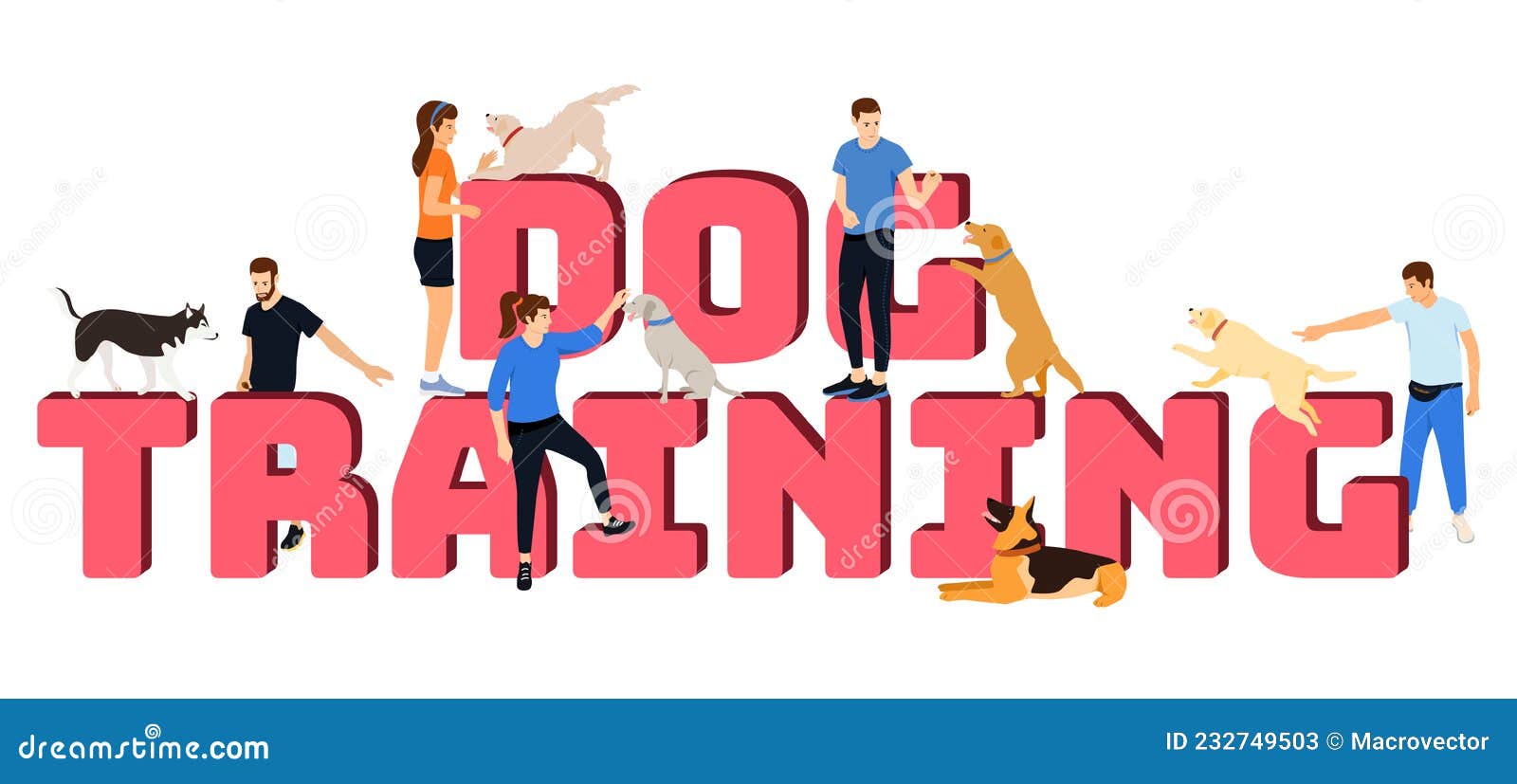 Dog Training Text Composition Stock Vector - Illustration of training ...