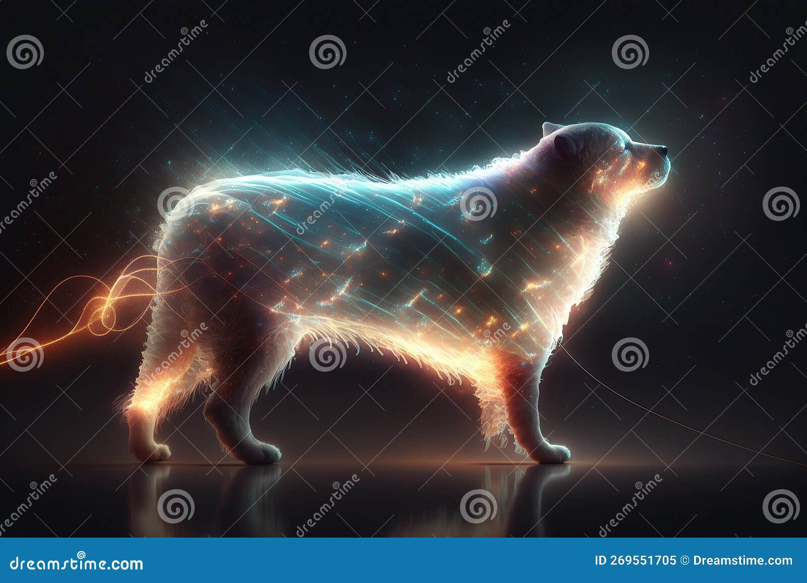 Dog with Translucent Streamline Interpretation Created by Generative AI ...