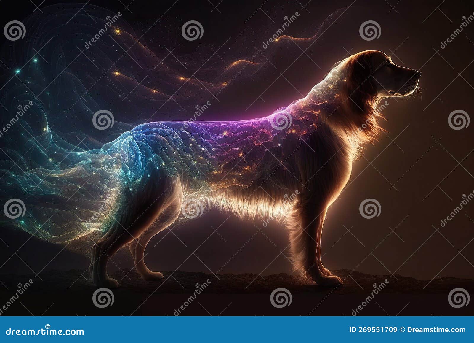 Dog with Translucent Streamline Interpretation Created by Generative AI ...