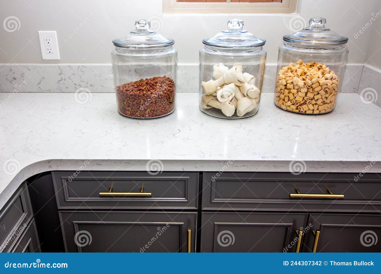 Dog Treat Containers on Kitchen Counter Top Stock Photo - Image of ...