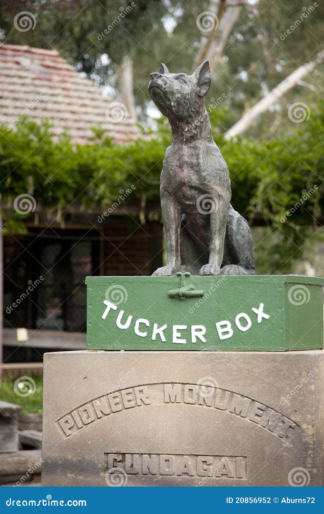 Dog on the Tuckerbox stock photo. Image of statue, gundagai - 20856952