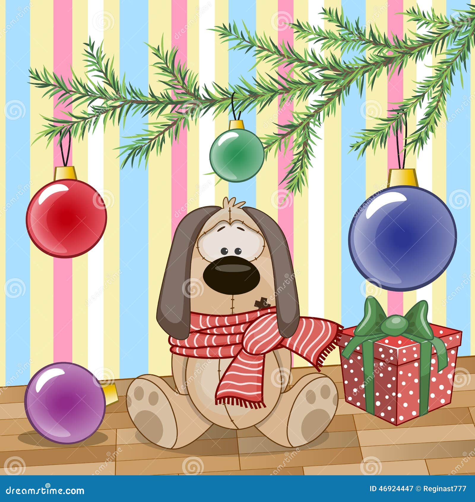 Dog under the tree stock vector. Illustration of bowl - 46924447