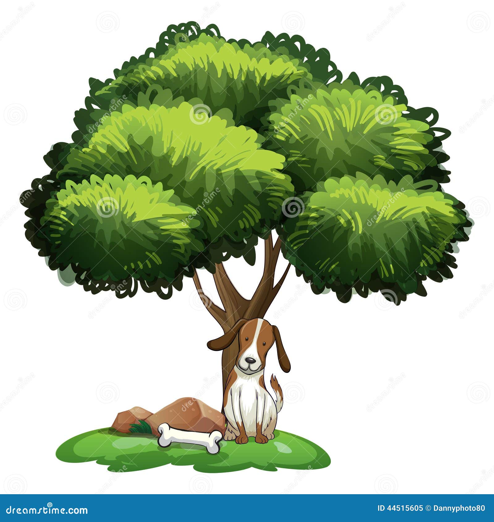 Dog Under Tree Cartoon Vector | CartoonDealer.com #44515605