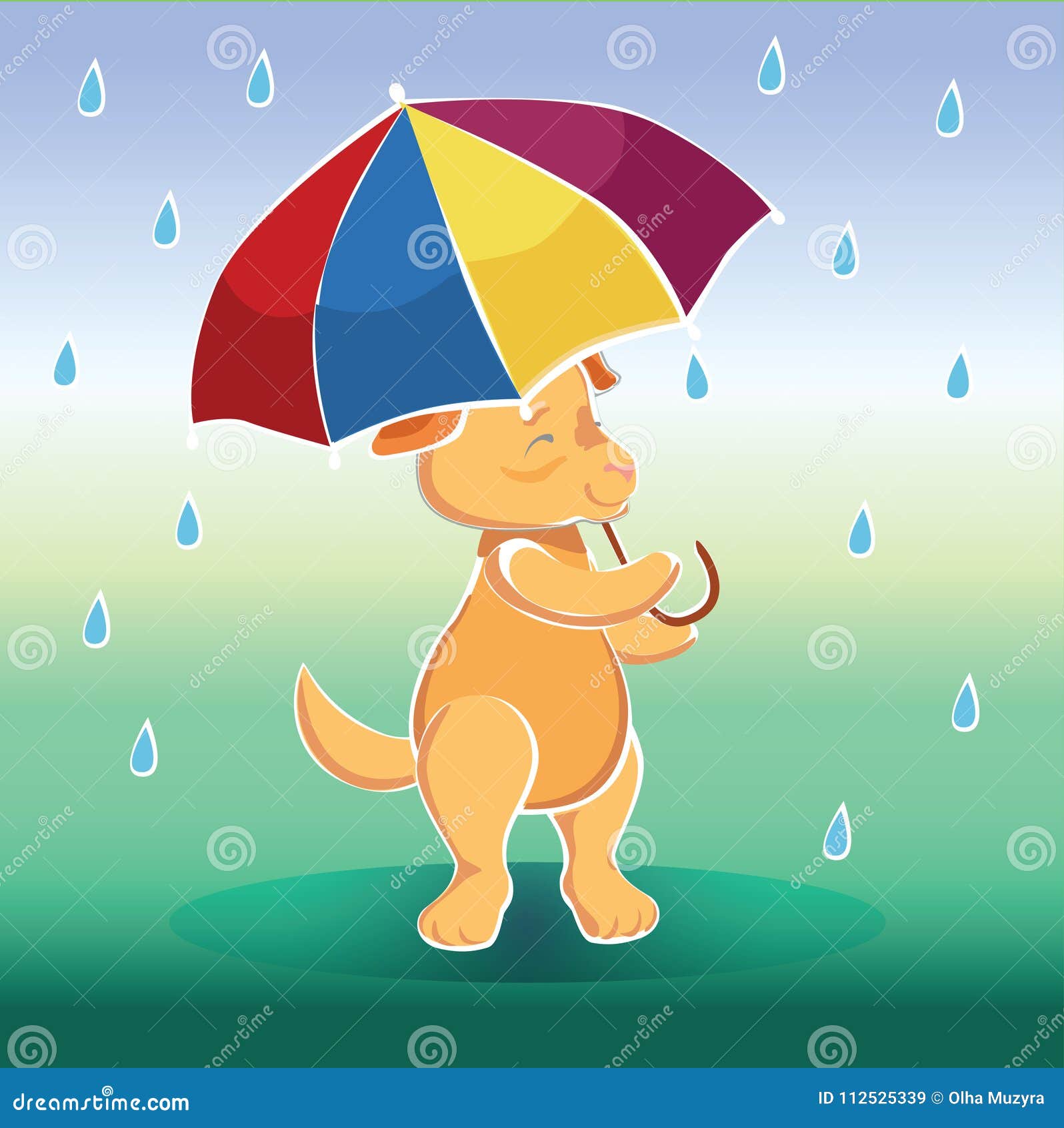 Dog under umbrella - rain stock vector. Illustration of cartoon - 112525339