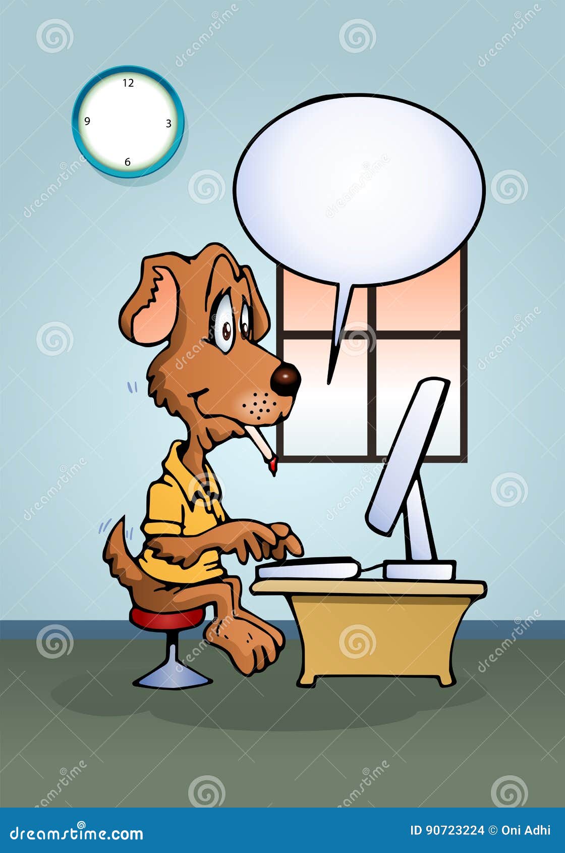 Smoking Man Using Computer Stock Image | CartoonDealer.com #90986797