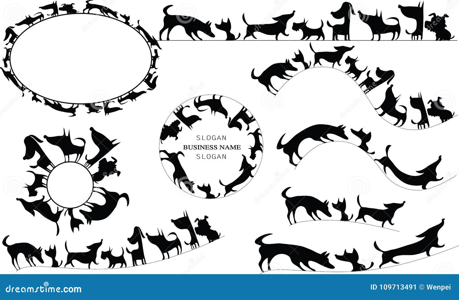 Dog Border Vector Drawing Design Editorial Photo - Illustration of ...