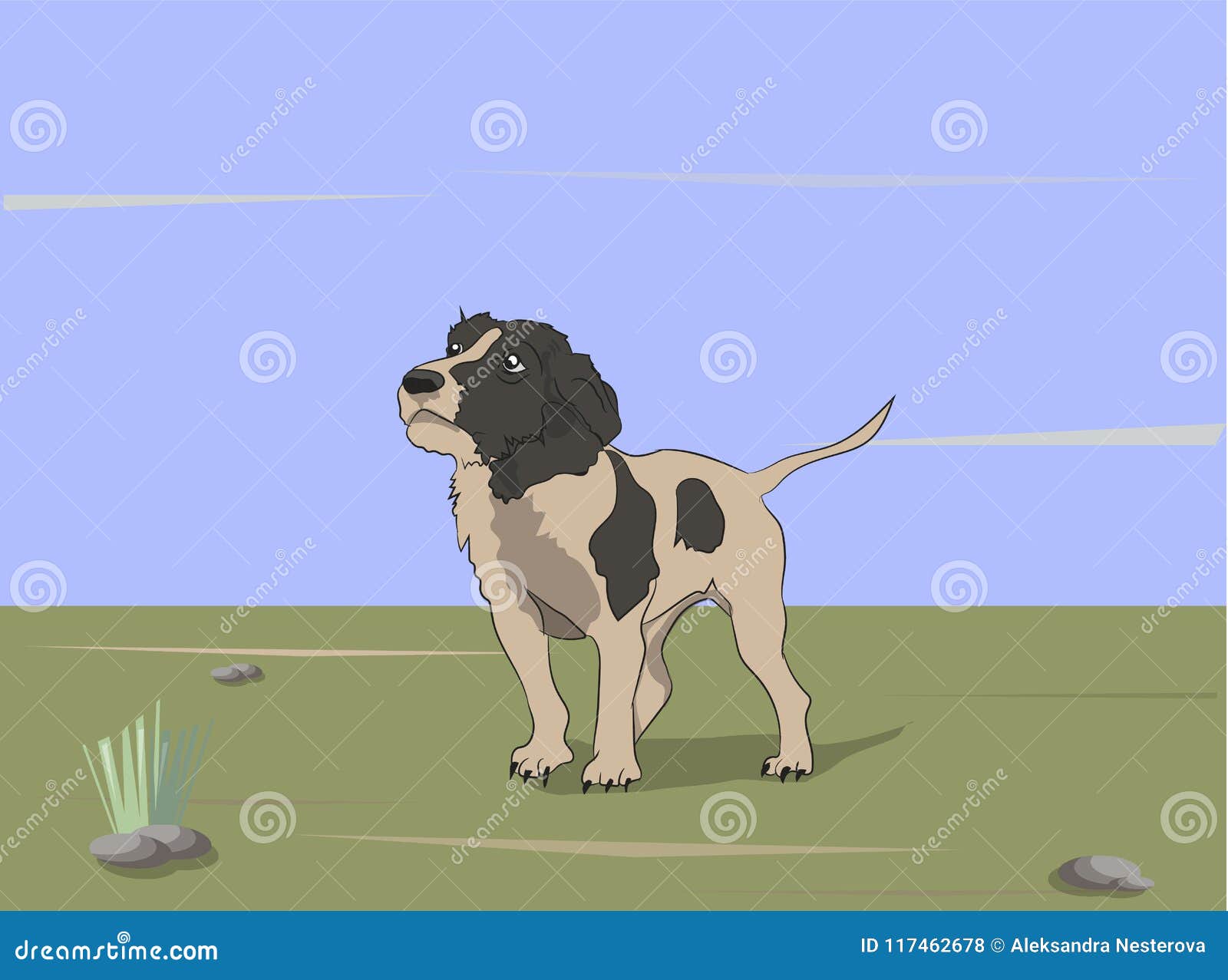 Dog vector in the room stock vector. Illustration of inside - 117462678