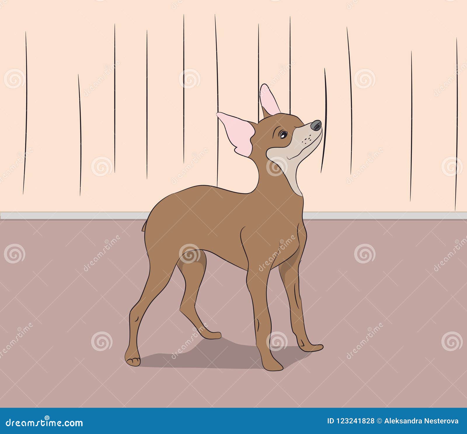 Dog vector in the room stock vector. Illustration of drawn - 123241828